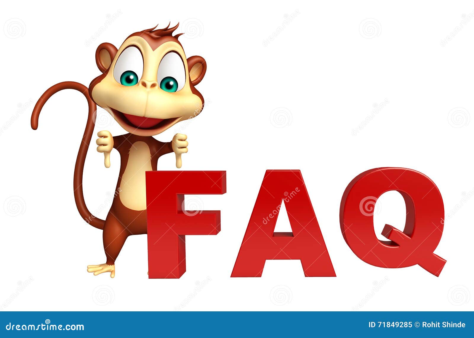 Cute Monkey Cartoon Character with Faq Sign Stock Illustration ...