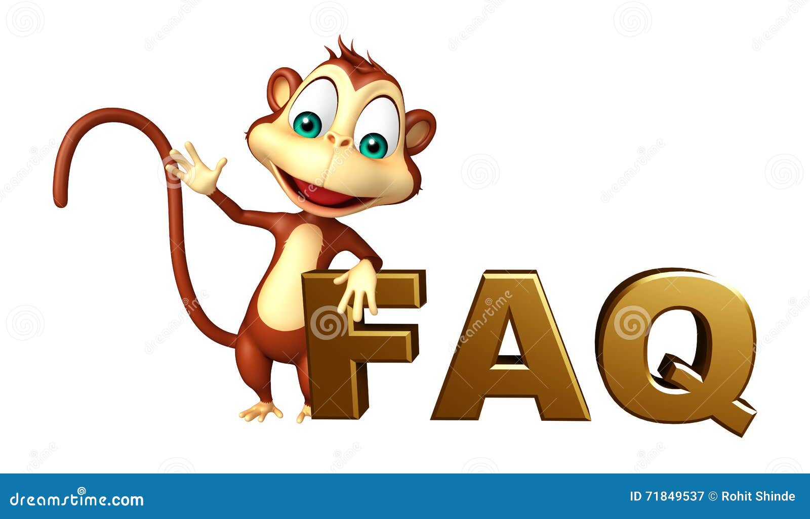 Cute Monkey Cartoon Character with Faq Sign Stock Illustration ...
