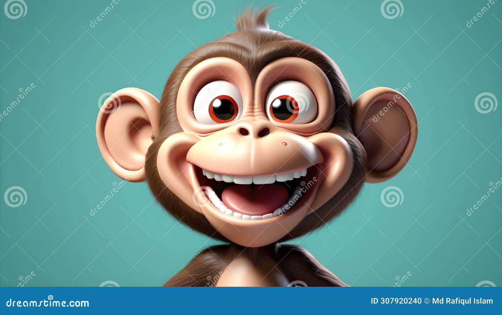 Cute Monkey Cartoon Character with Funny Expression, 3d Render ...