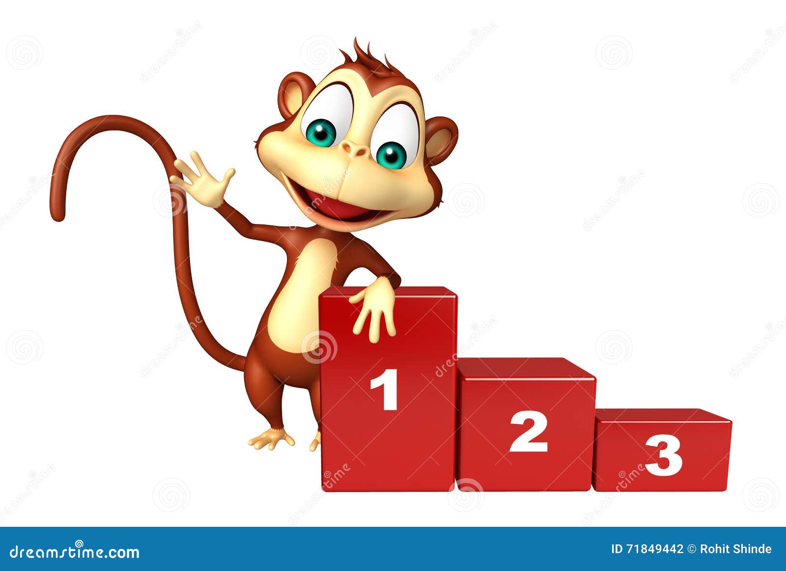 Cute Monkey Cartoon Character with Level Stock Illustration ...