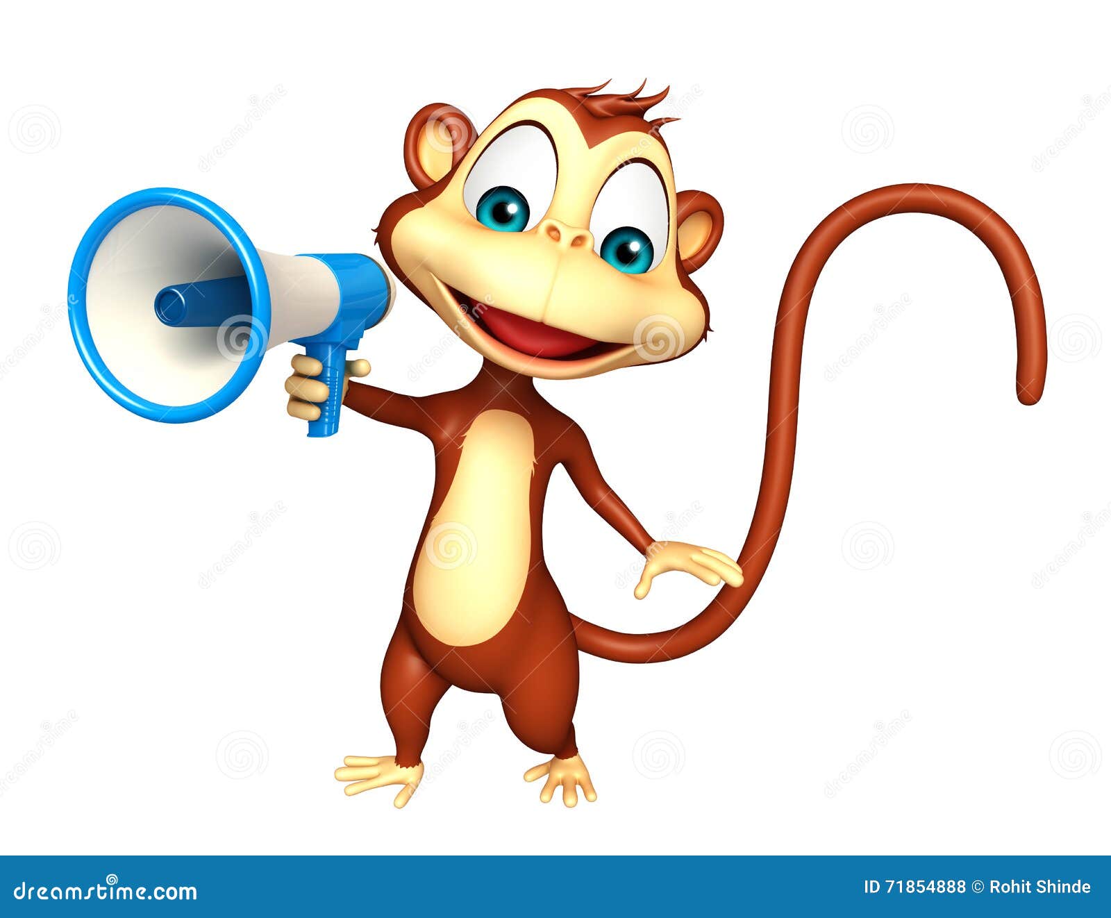 Cute Monkey Cartoon Character with Loud Speaker Stock Illustration ...
