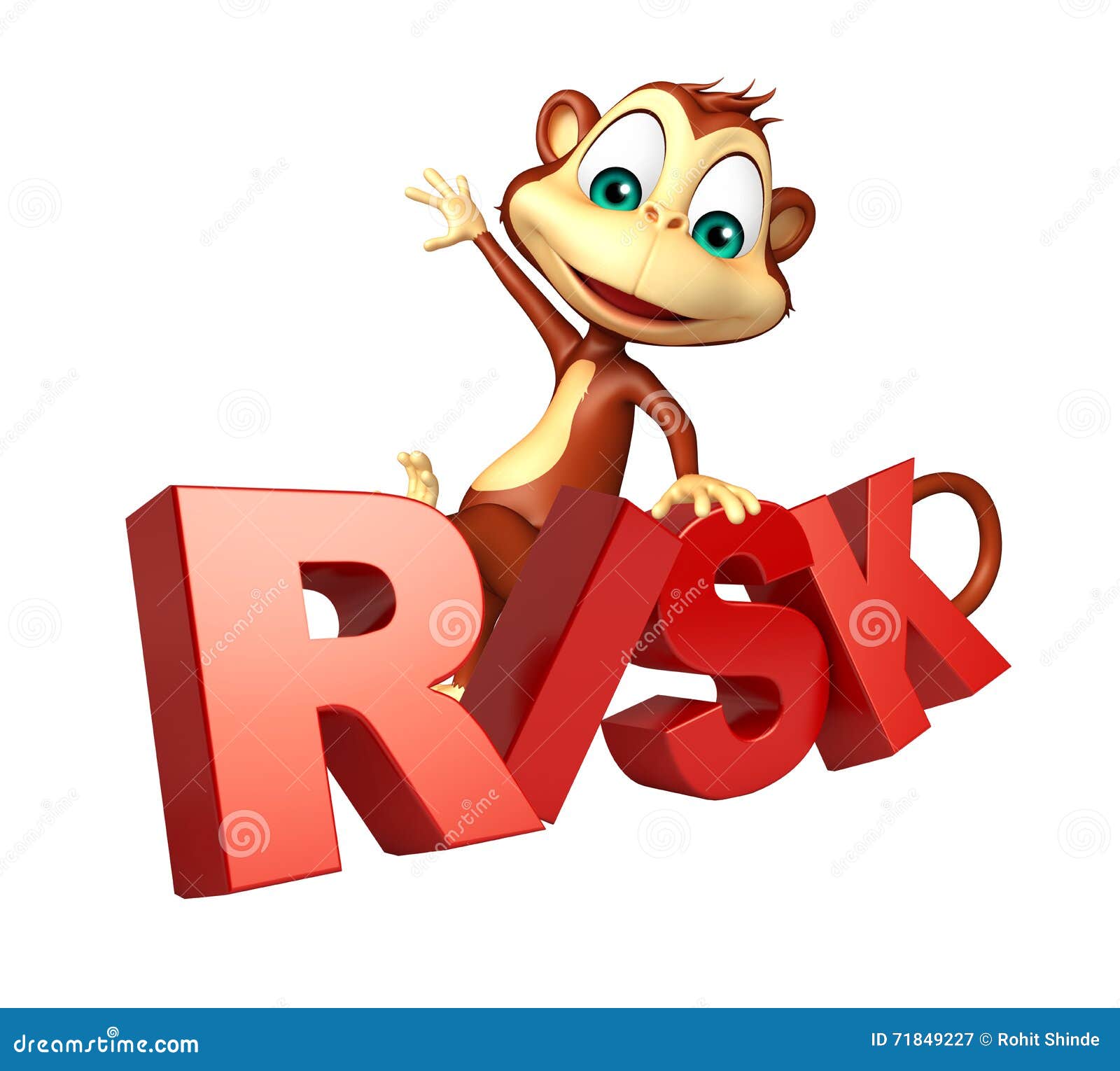Cute Monkey Cartoon Character with Risk Sign Stock Illustration ...