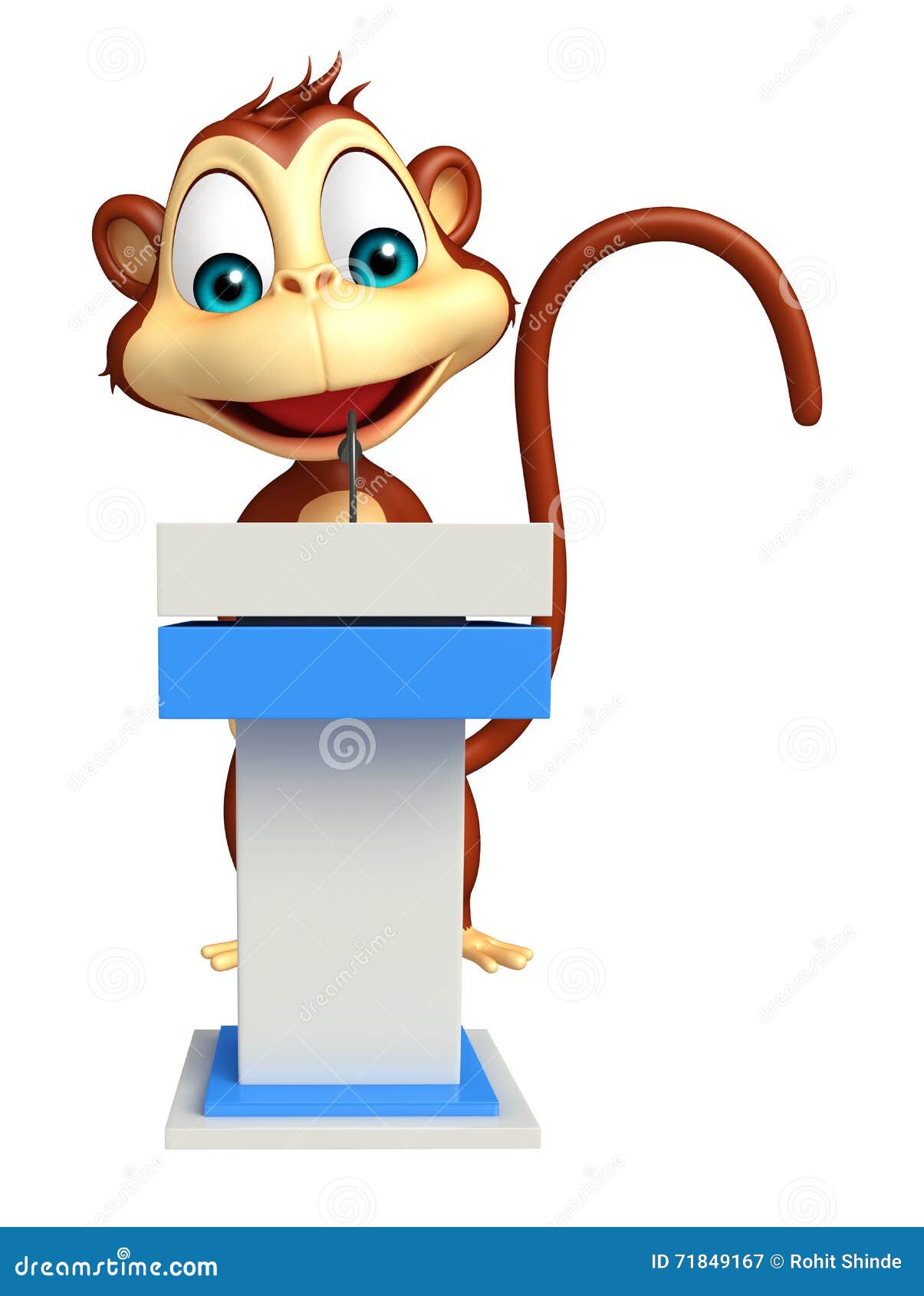 Cute Monkey Cartoon Character with Speech Stage Stock Illustration ...