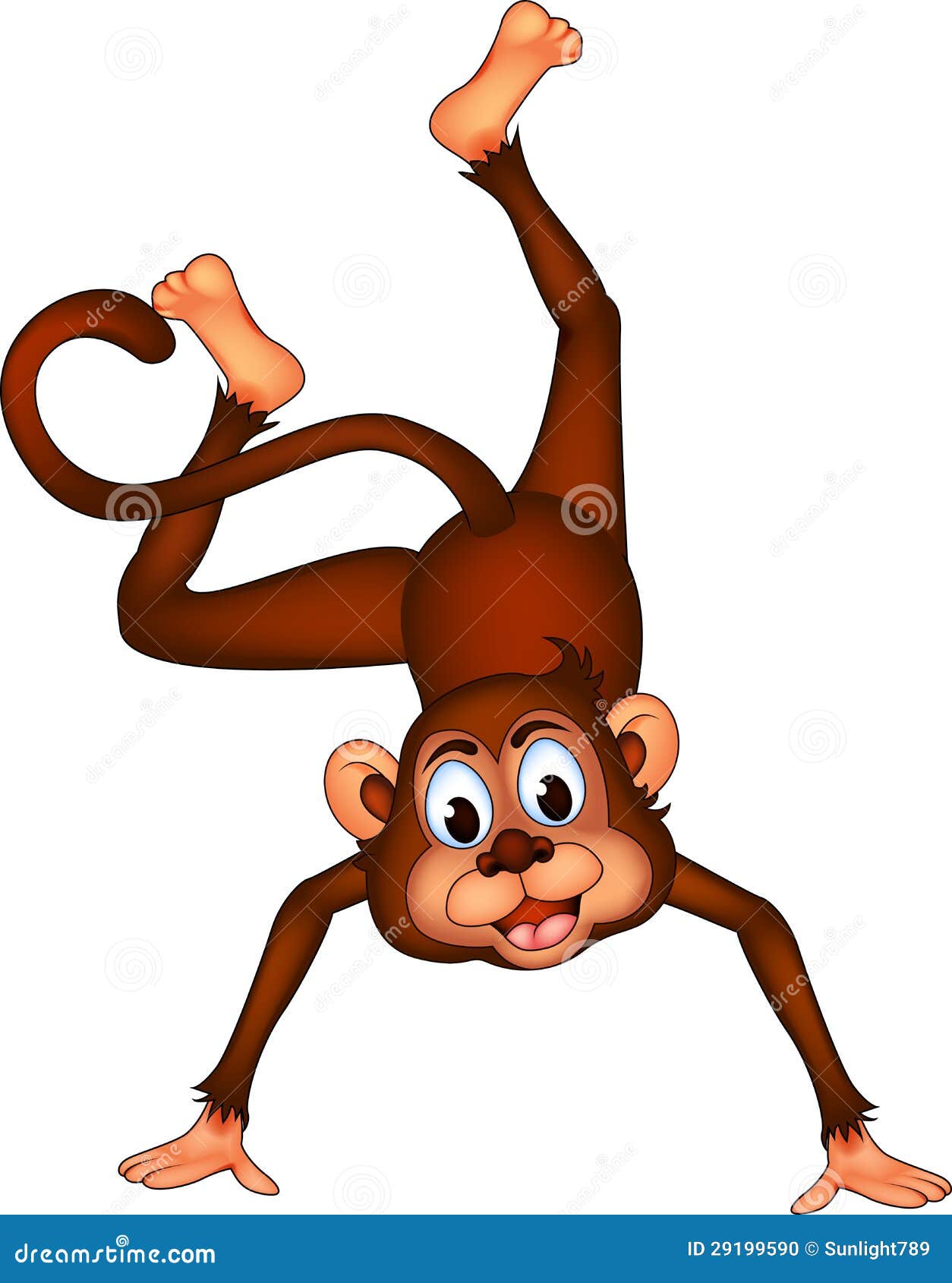 Cute Monkey Cartoon Dancing Stock Illustration - Illustration of fruit ...