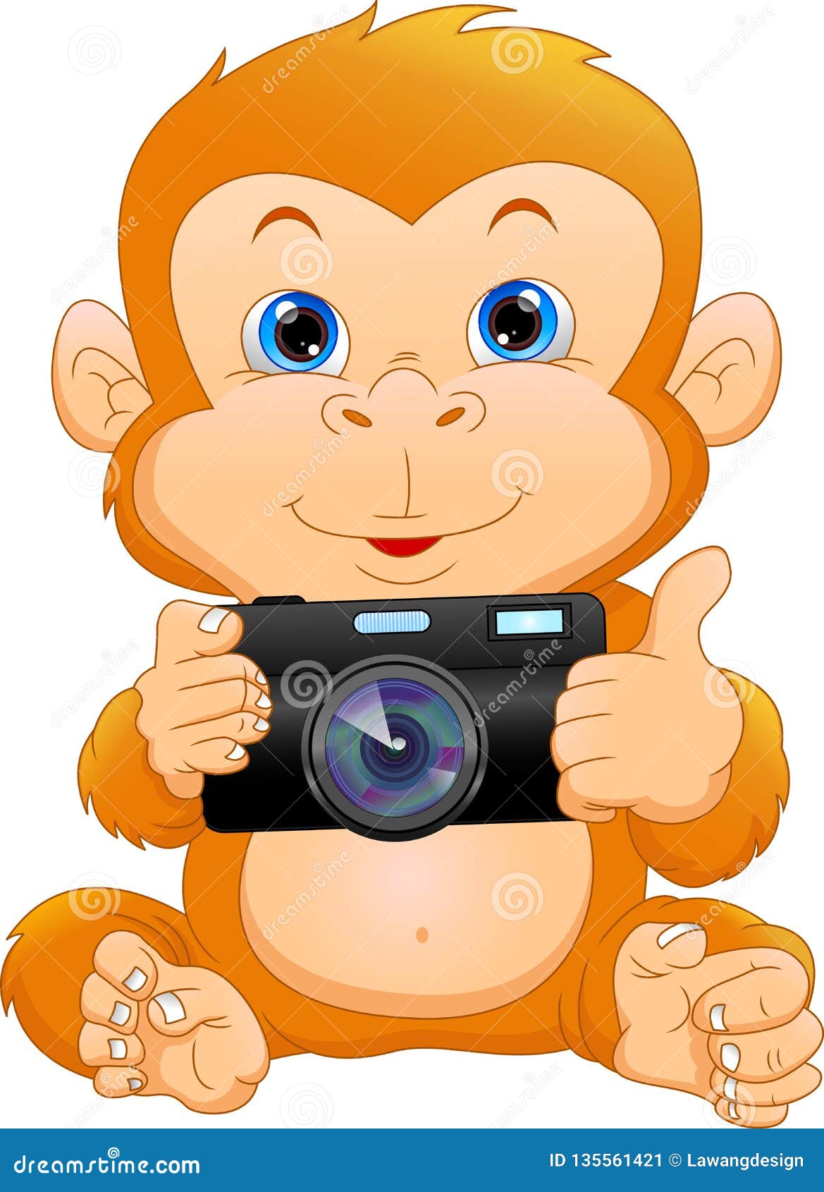 Monkey With Camera Cartoon Vector | CartoonDealer.com #36068119
