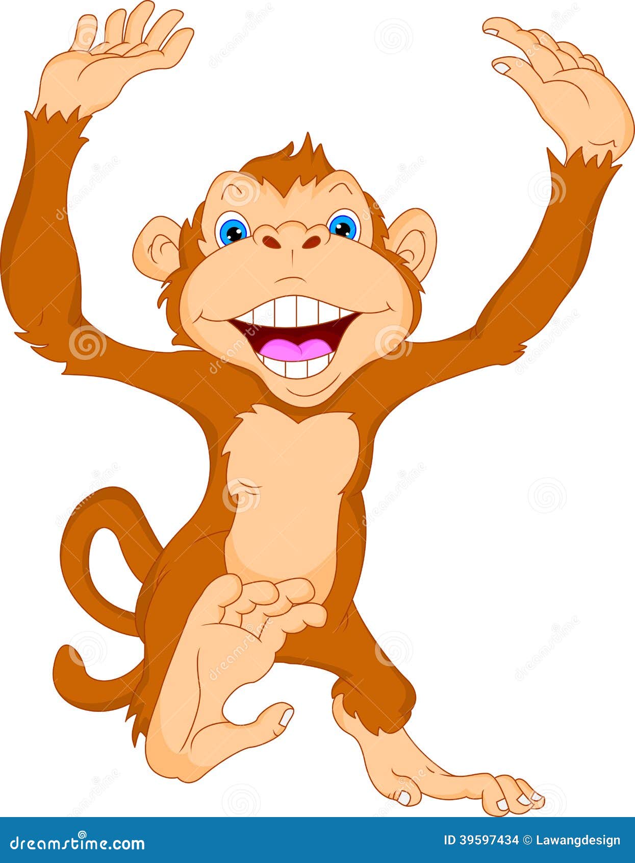 Cute monkey cartoon stock vector. Illustration of cheer - 39597434