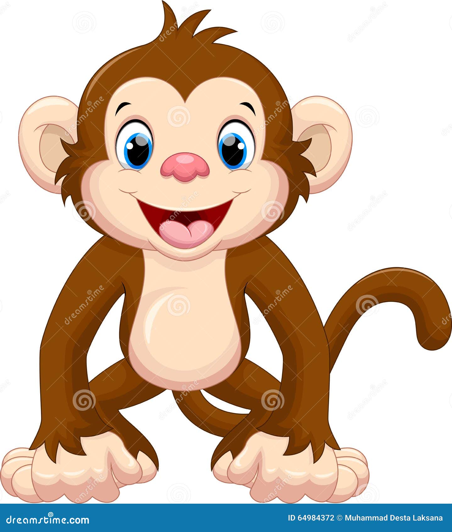 Cute monkey cartoon stock illustration. Illustration of smile - 64984372