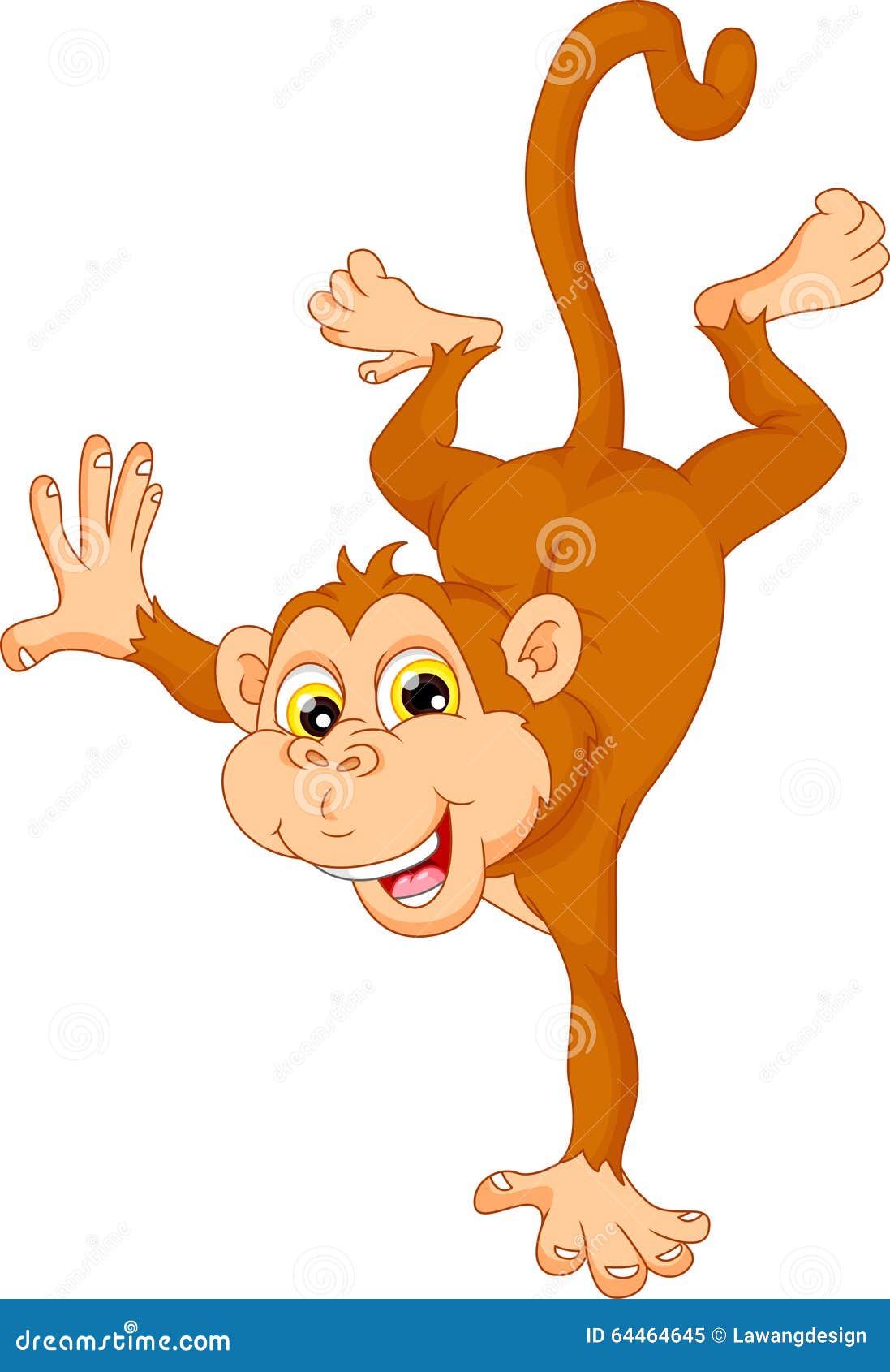 Cute Monkey Cartoon Standing on His Hand Stock Vector - Illustration of ...