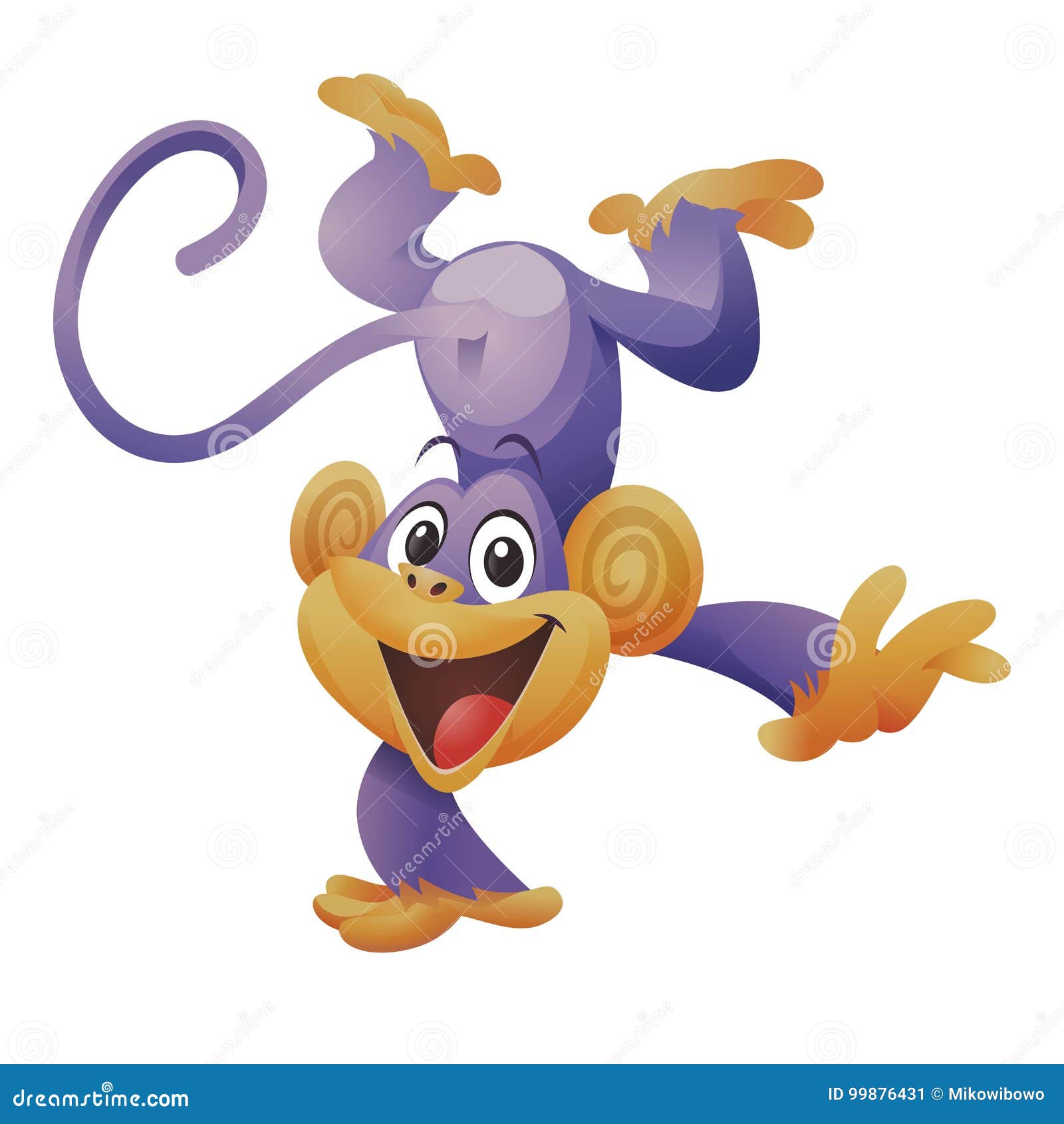 Cute Monkey Cartoon Standing in Its Hand Stock Vector - Illustration of ...