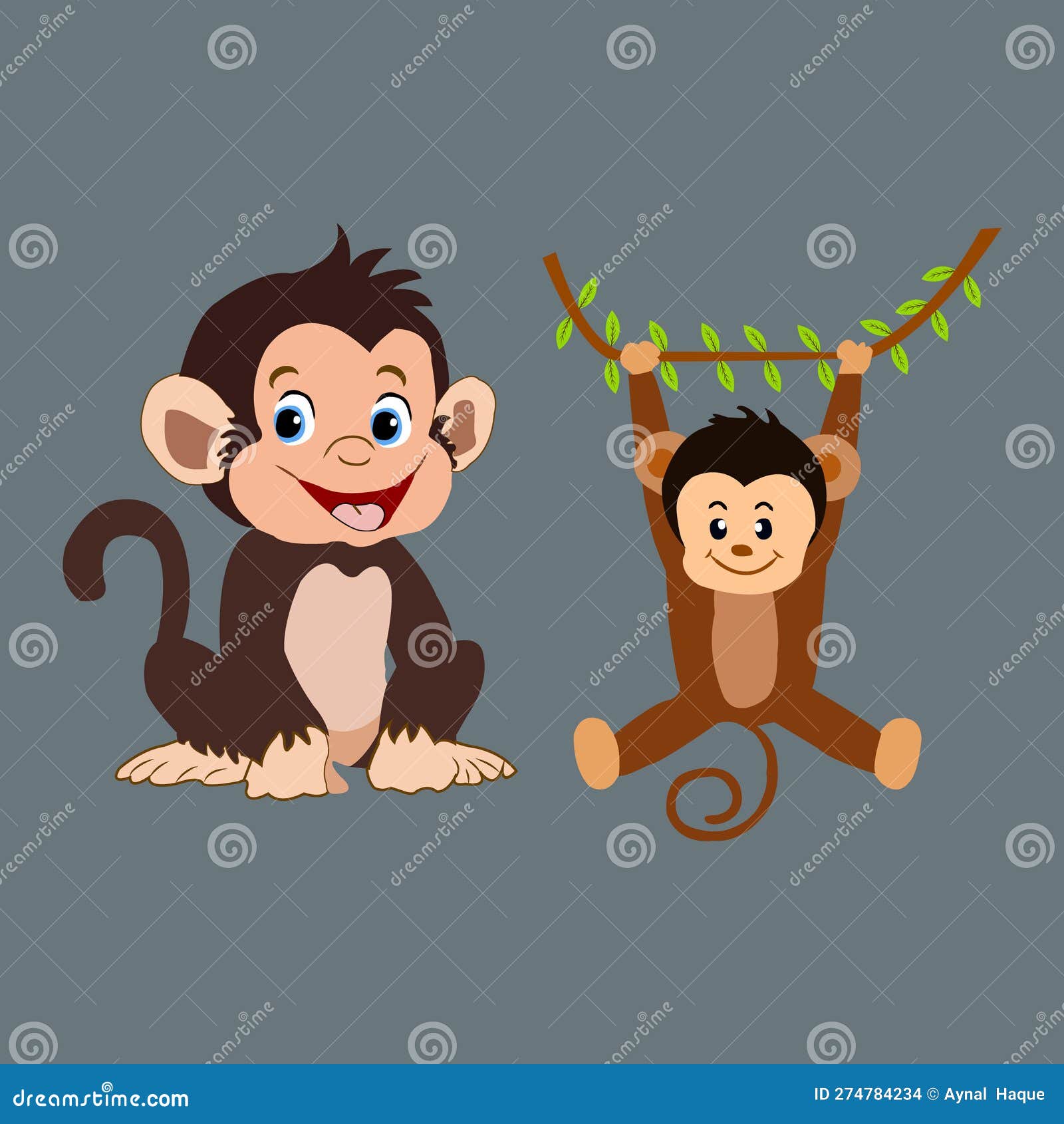 Cute Monkey Cartoon Vector Art Stock Vector - Illustration of excited ...