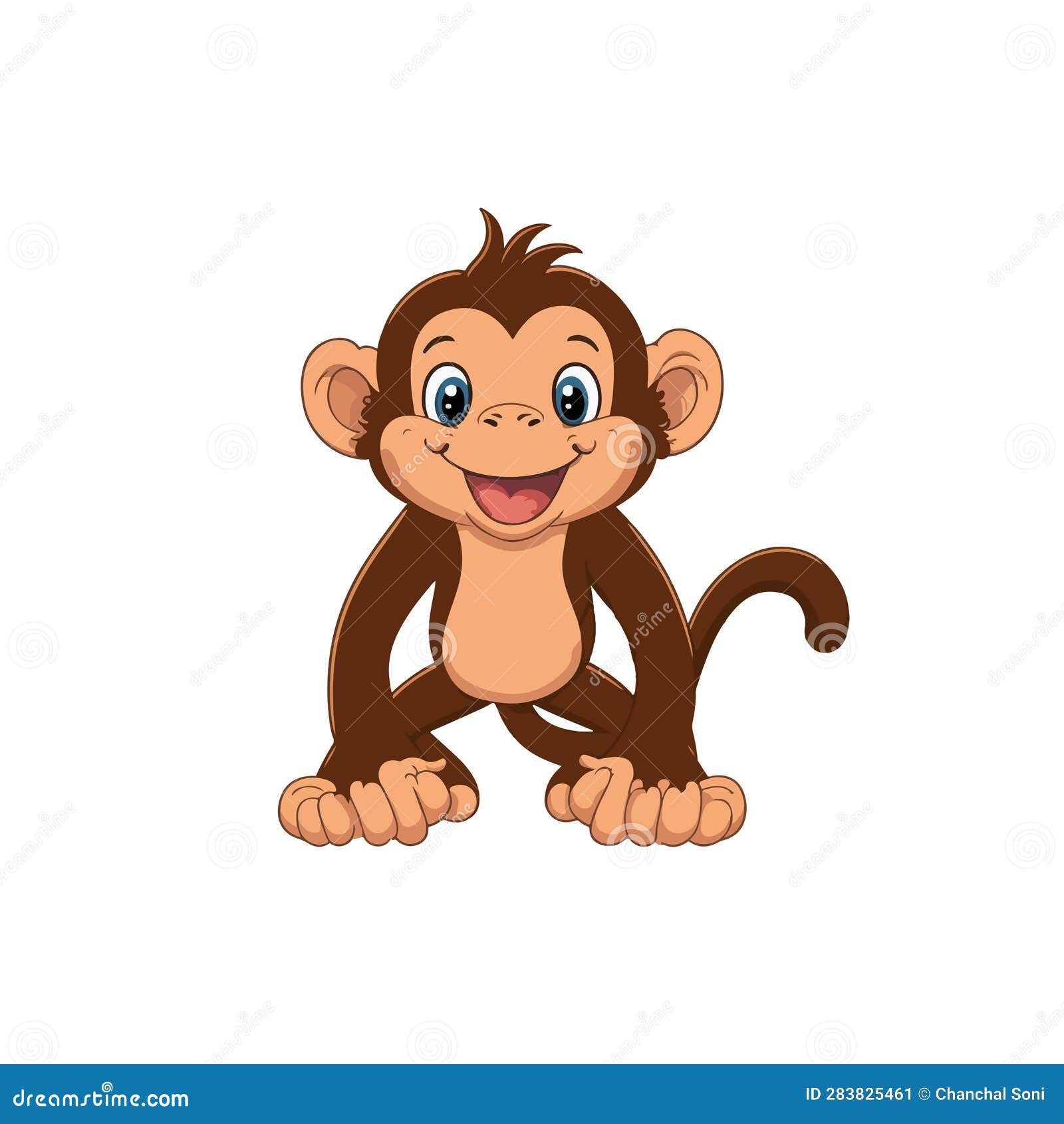 Cute Monkey Cartoon Vector Design Stock Illustration - Illustration of ...