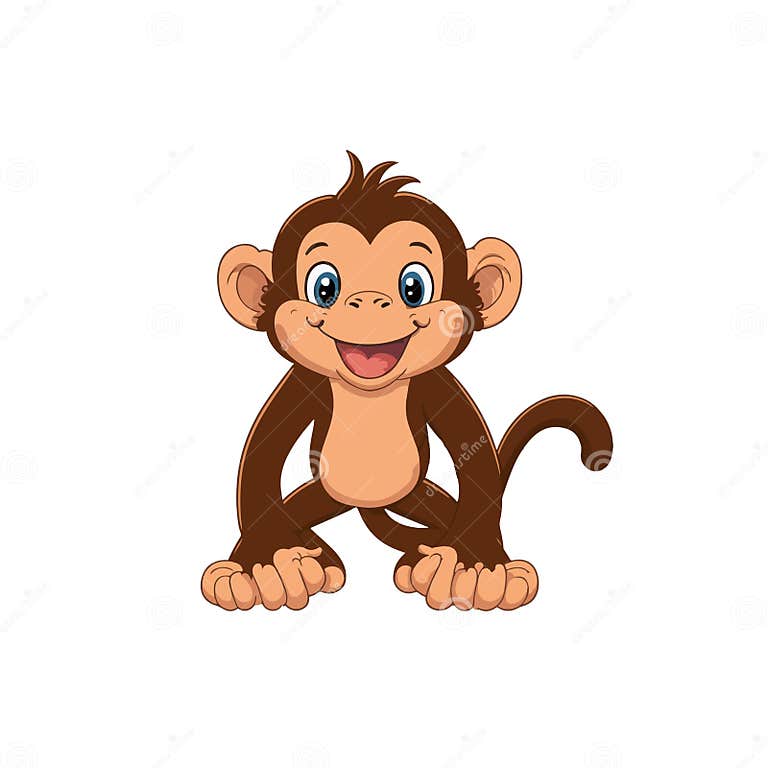 Cute Monkey Cartoon Vector Design Stock Illustration - Illustration of ...