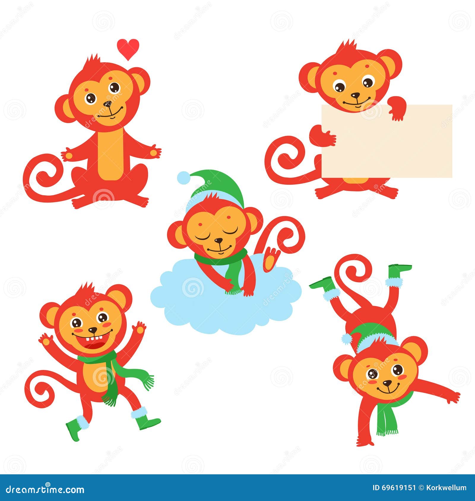 Monkey Character Animal Different Breads Wild Zoo Ape Chimpanzee Vector ...