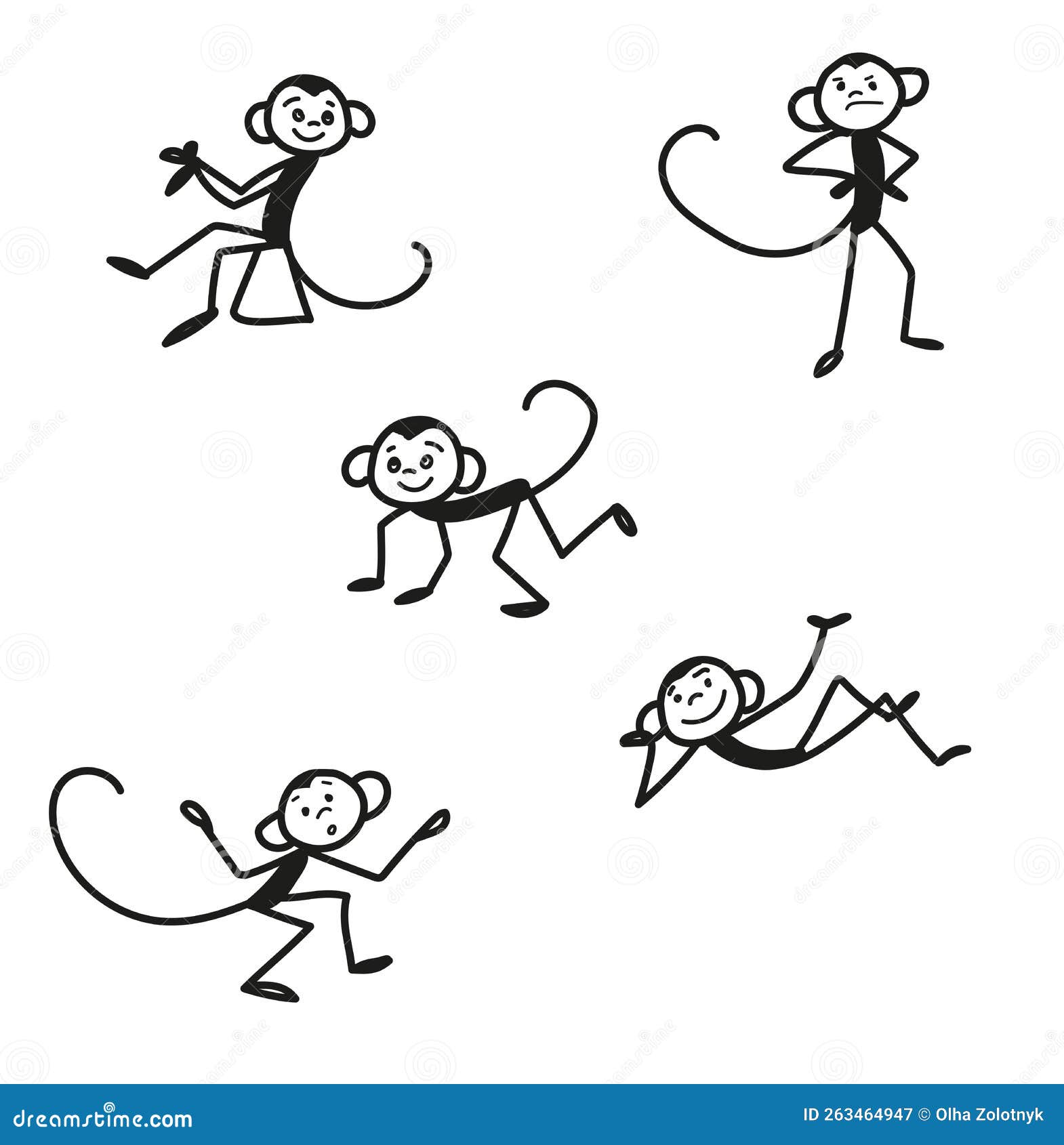 Cute Monkey Characters. Collection Cute Monkey Cartoon Stock Vector ...