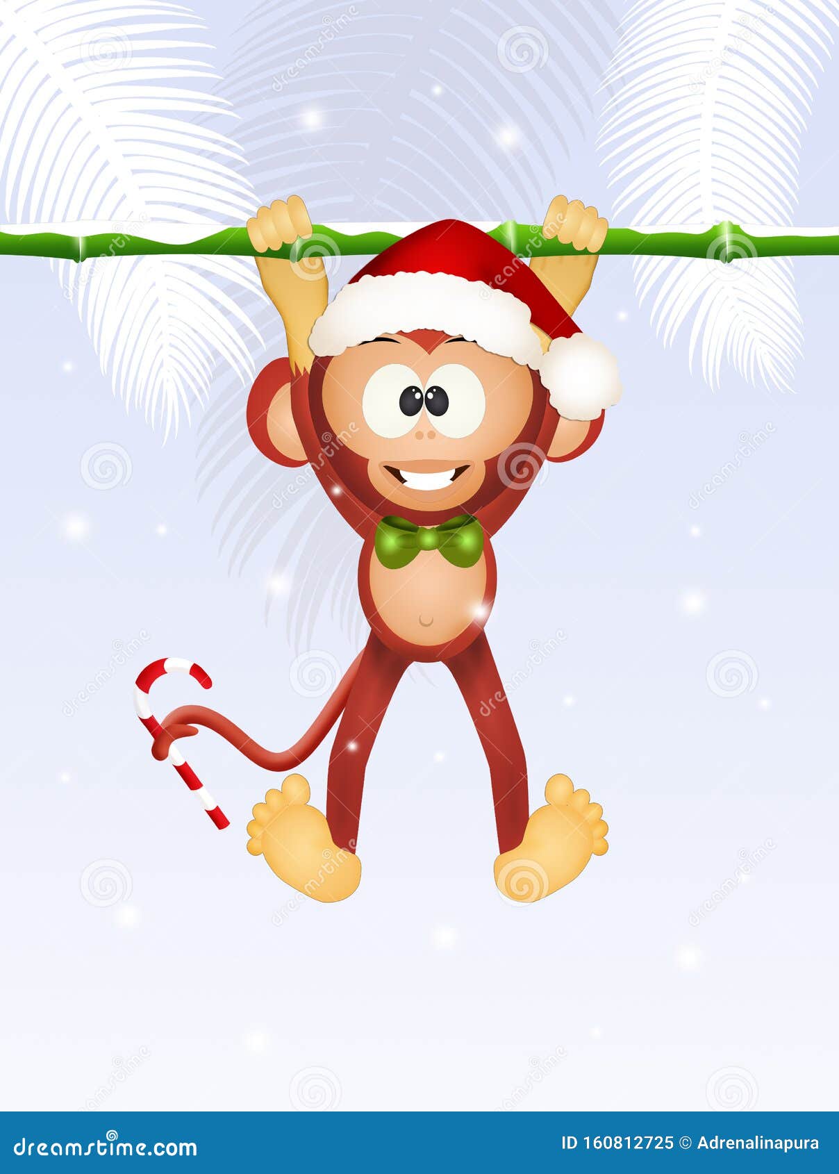 Cute monkey at Christmas stock illustration. Illustration of christmas ...