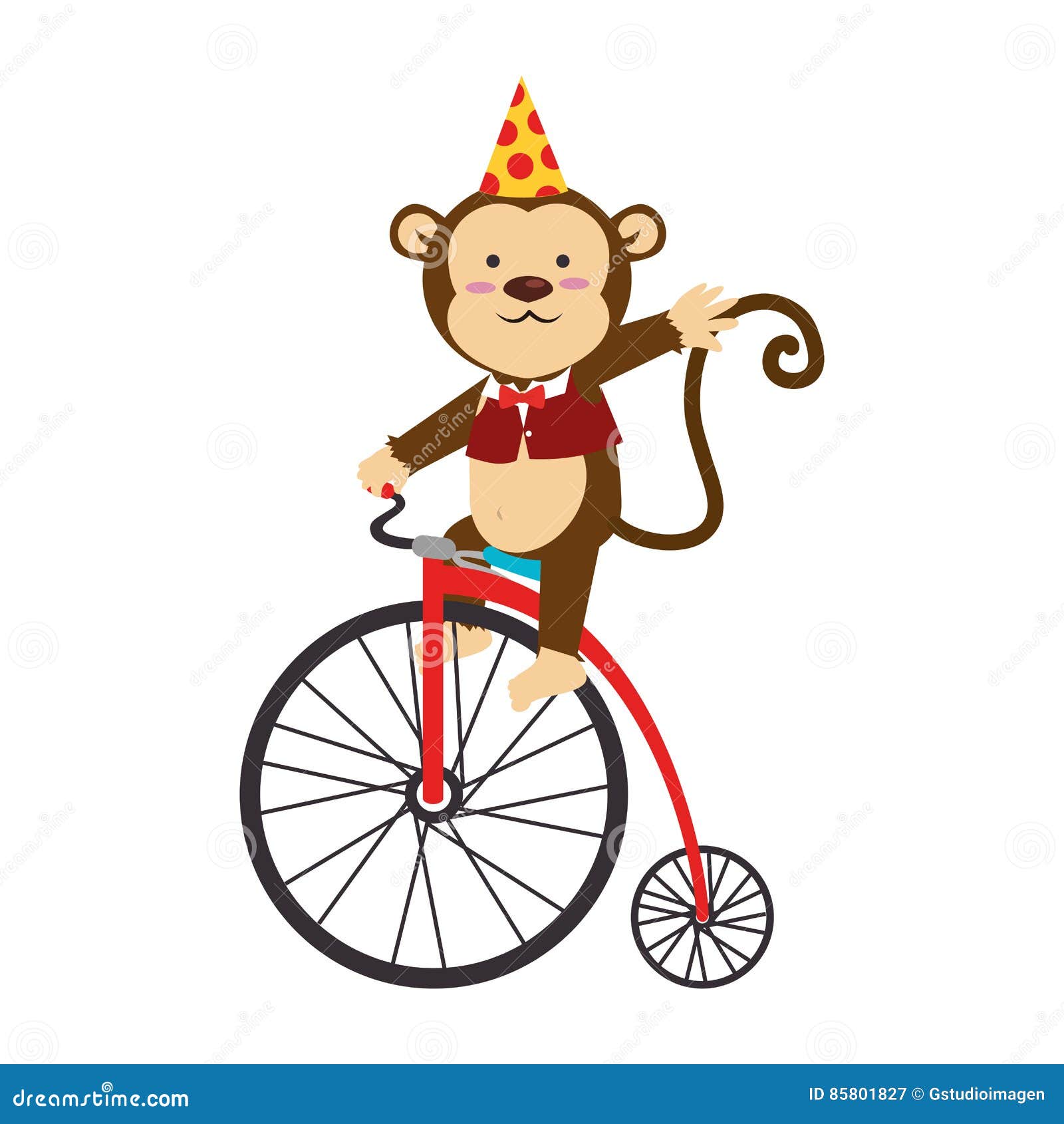 Cute monkey circus animal stock vector. Illustration of holiday - 85801827