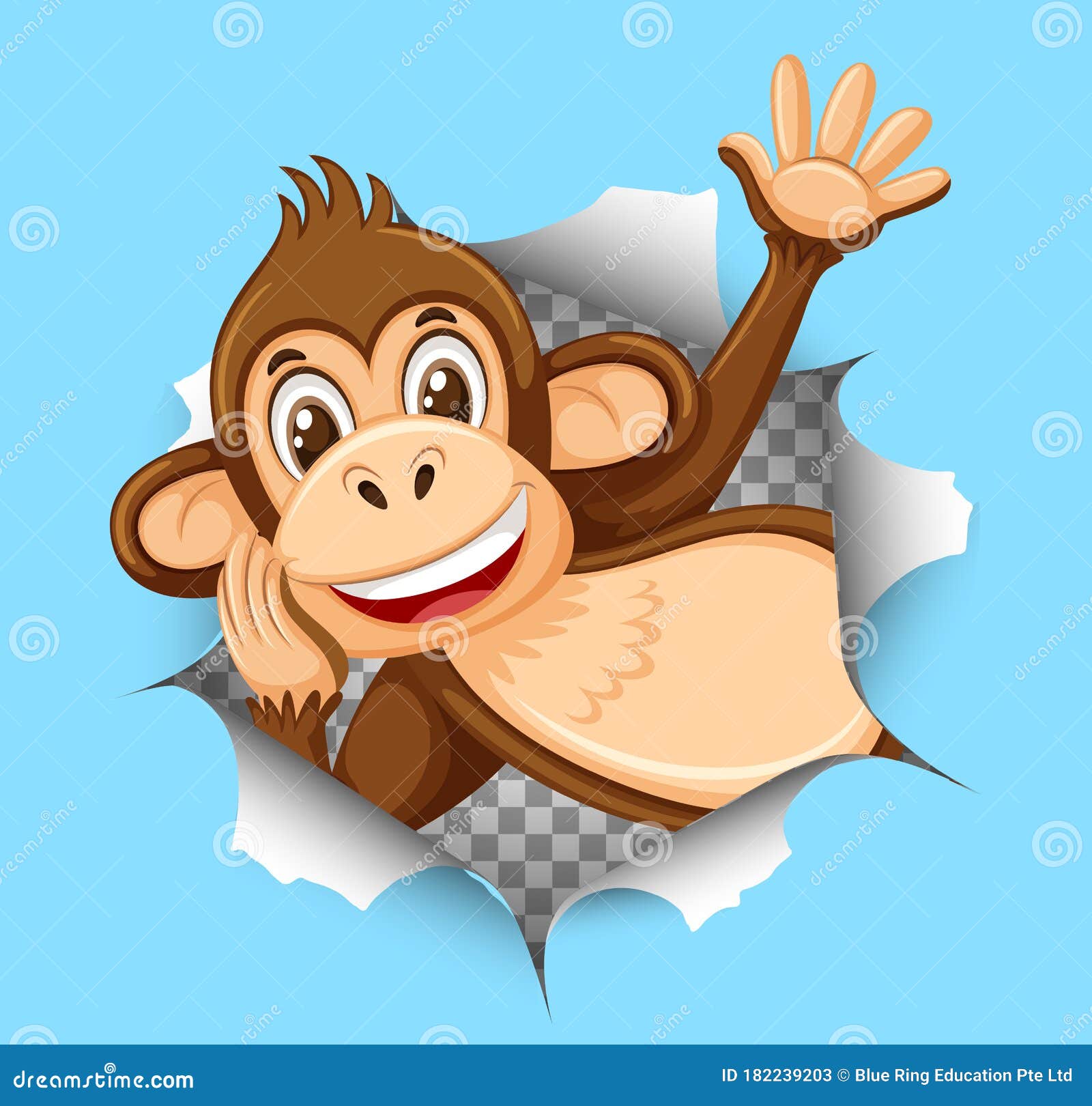 Cute Monkey Coming Out of Cracked Wall Stock Vector - Illustration of ...
