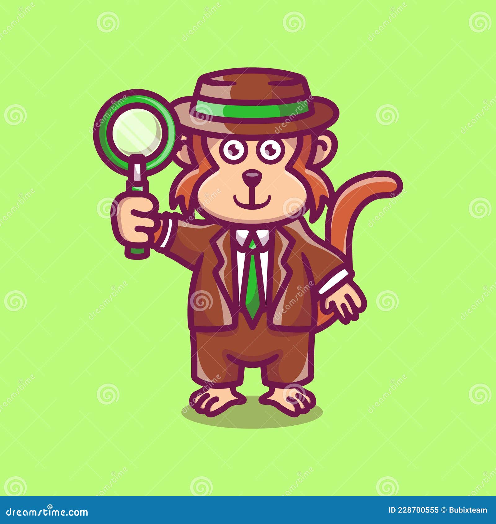 Cute Monkey Detective Carrying a Magnifying Glass Stock Vector ...