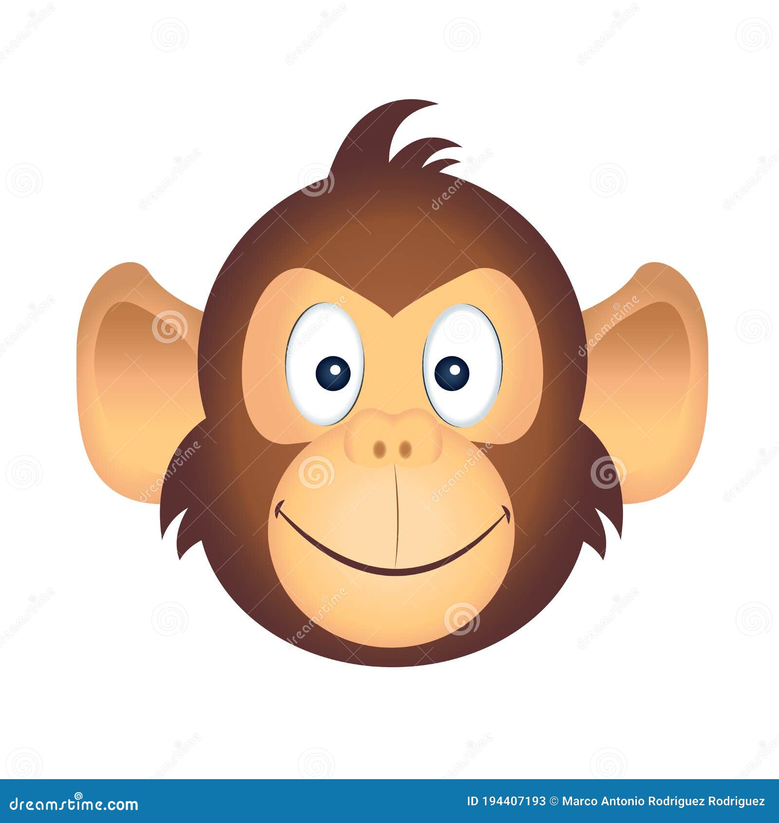 Cute Monkey Emoji stock vector. Illustration of happy - 194407193