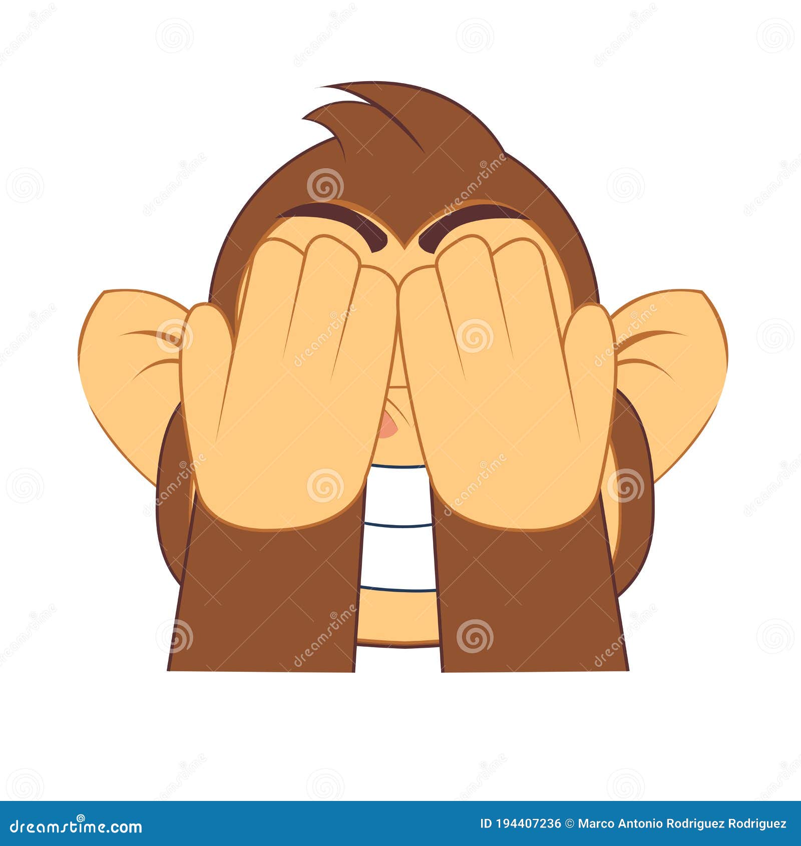 Monkey Sad Emoji. Marmoset Unhappy Emotion Isolated. Chimpanzee Cartoon ...