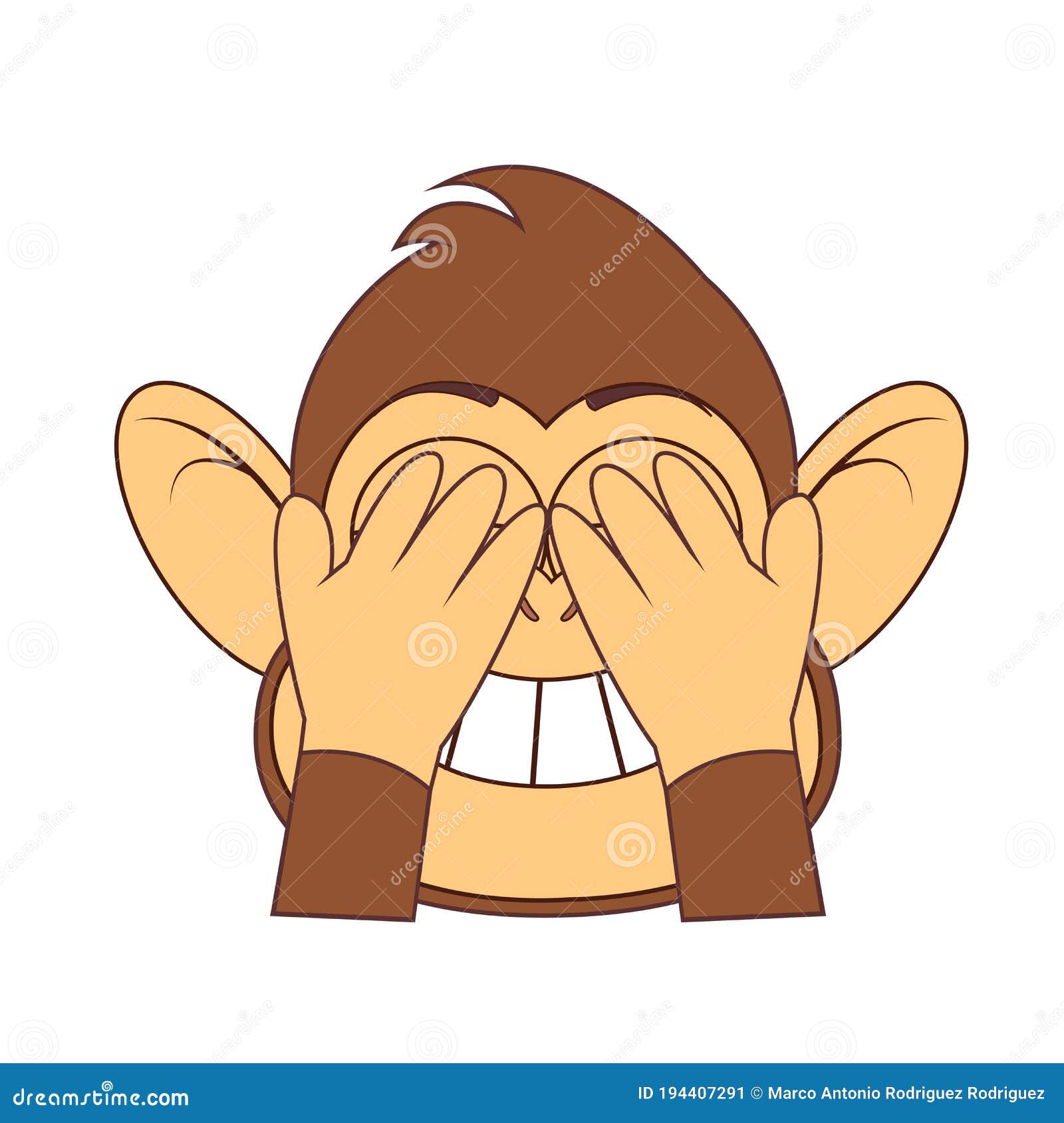 Cute Monkey Emoji stock vector. Illustration of happy - 194407291