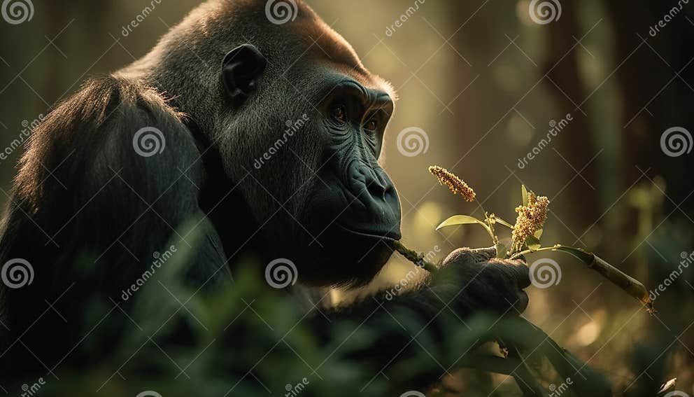 A Cute Monkey in the Forest, Looking at the Camera Generated by AI ...