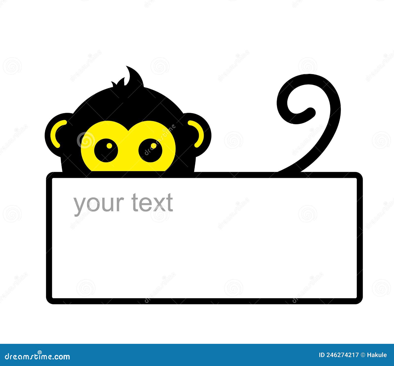 Cute Monkey with Frame Empty Note, Vector Illustration Stock Vector ...
