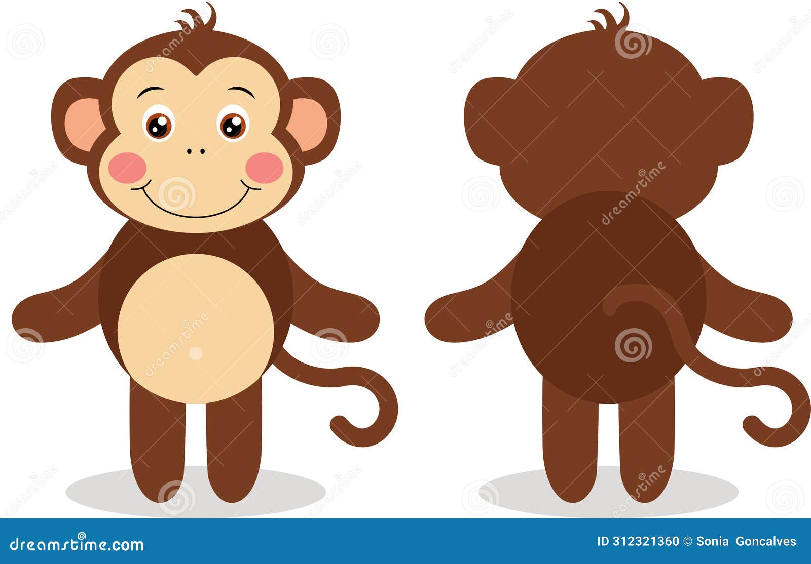 Cute Monkey on Front and Back Position.cdr Stock Vector - Illustration ...