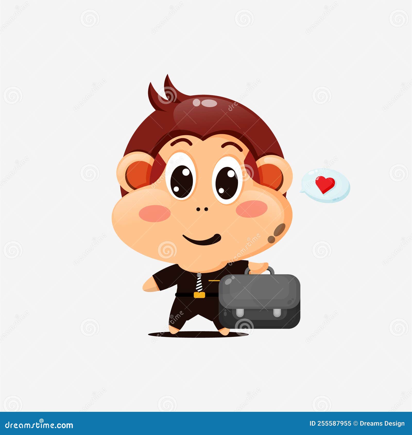 Cute monkey go to work stock vector. Illustration of exercise - 255587955