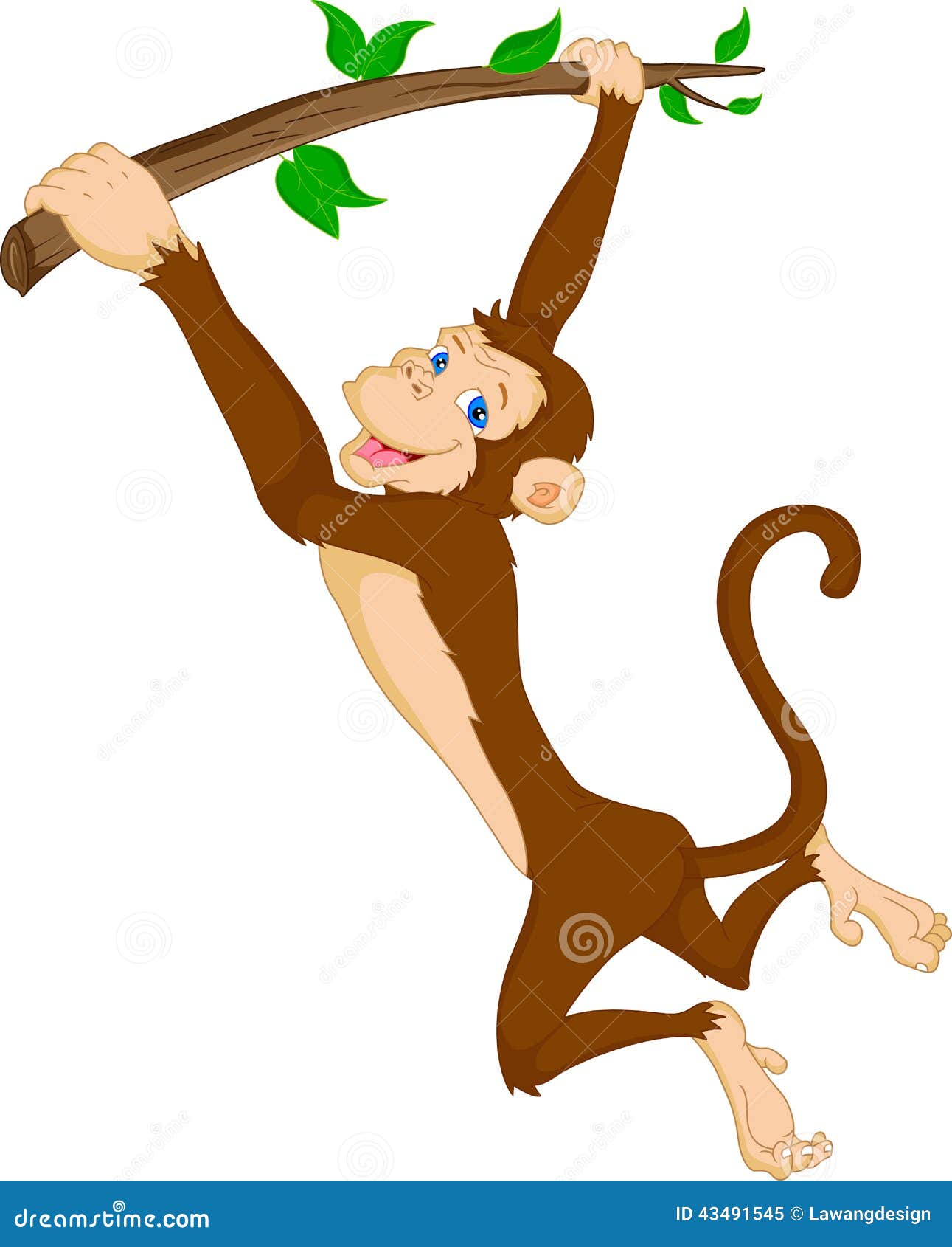 Cute monkey hanging stock vector. Illustration of monkey - 43491545