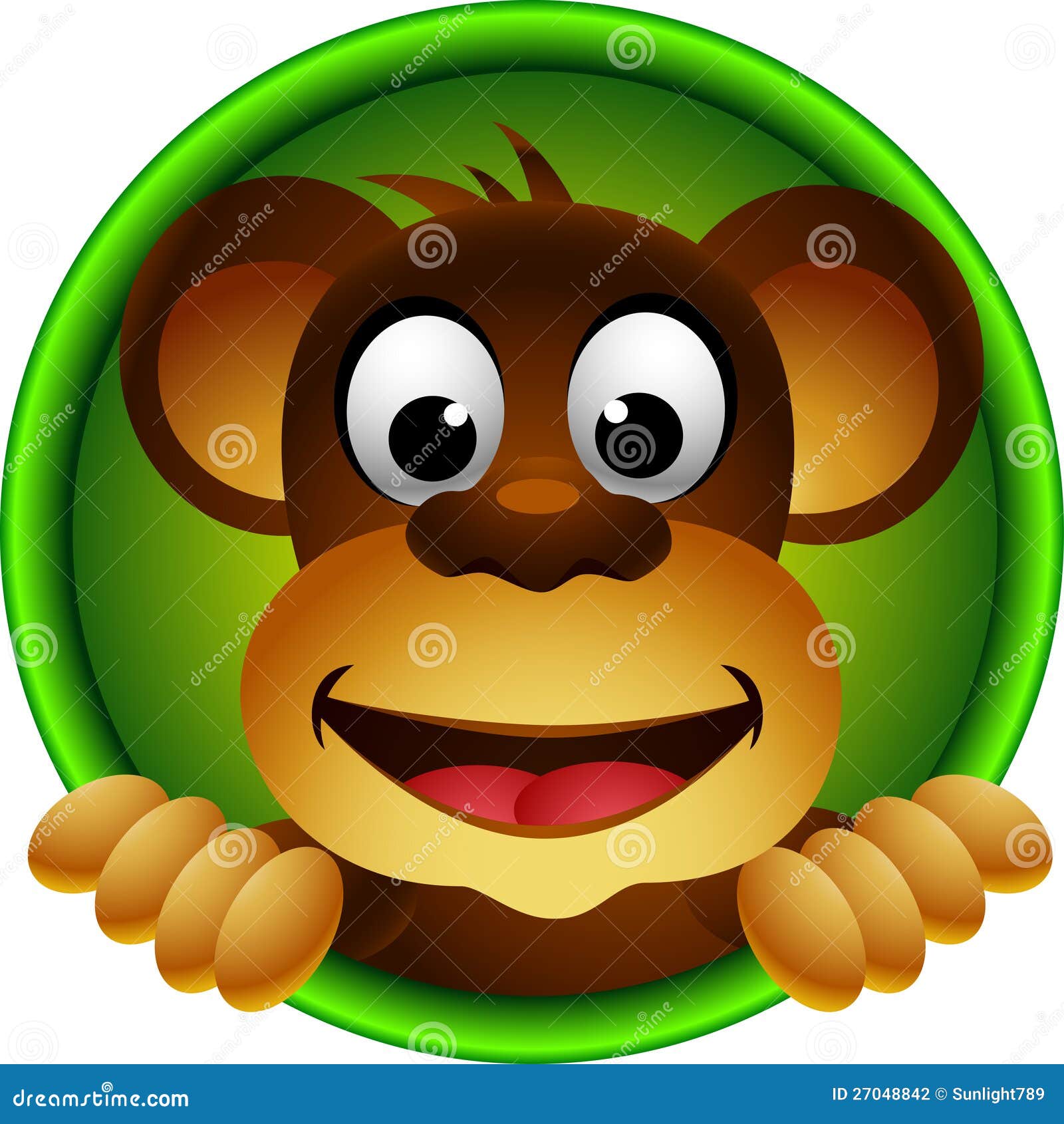Cute Monkey Blinking Cartoon. Vector Drawing Icon Of Cute Monkey ...