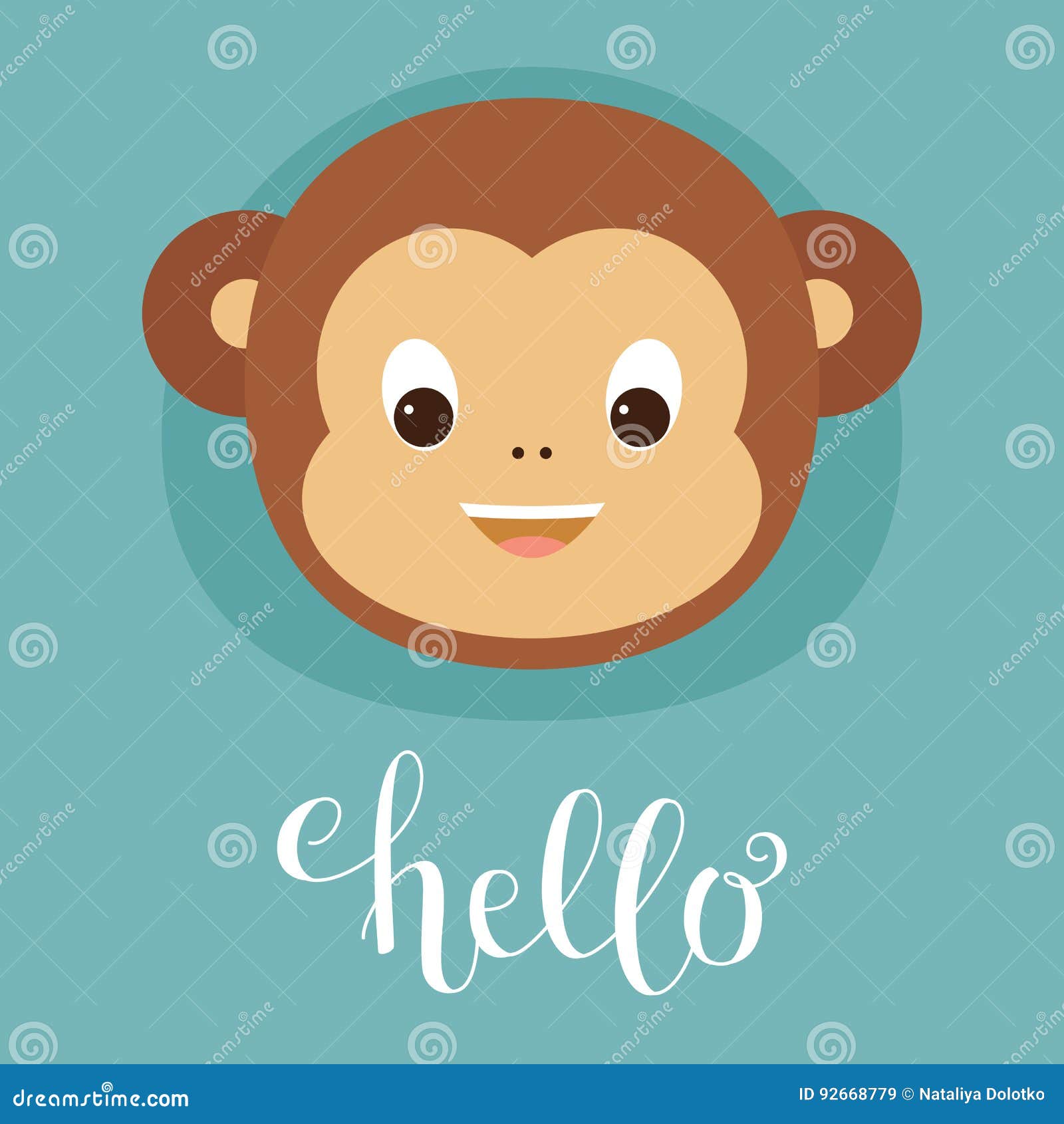 Cute monkey head stock vector. Illustration of animal - 92668779