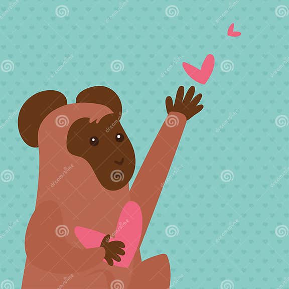 Cute monkey with hearts stock vector. Illustration of monkey - 266296427