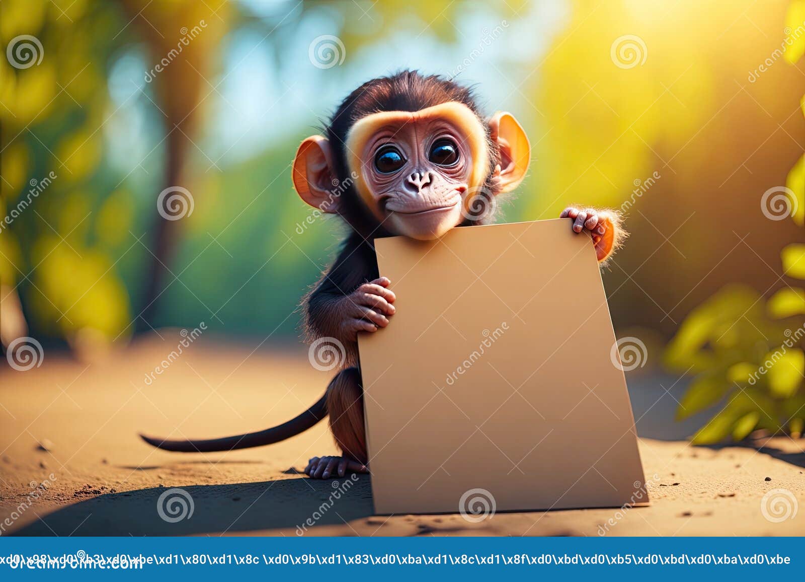 Cute Monkey Holding a Blankboard. Ai Generative Stock Illustration ...