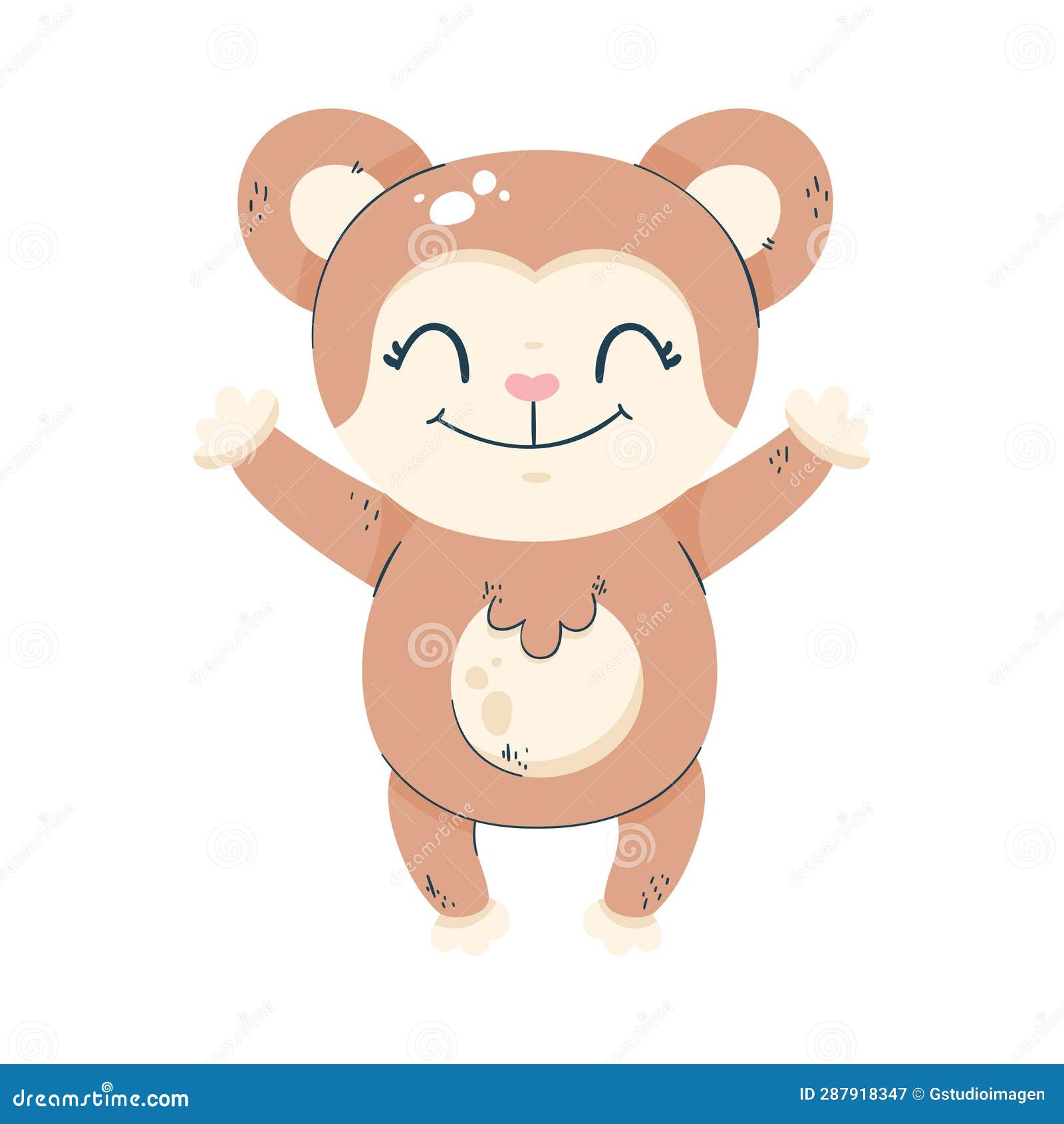 Cute monkey illustration stock vector. Illustration of isolated - 287918347