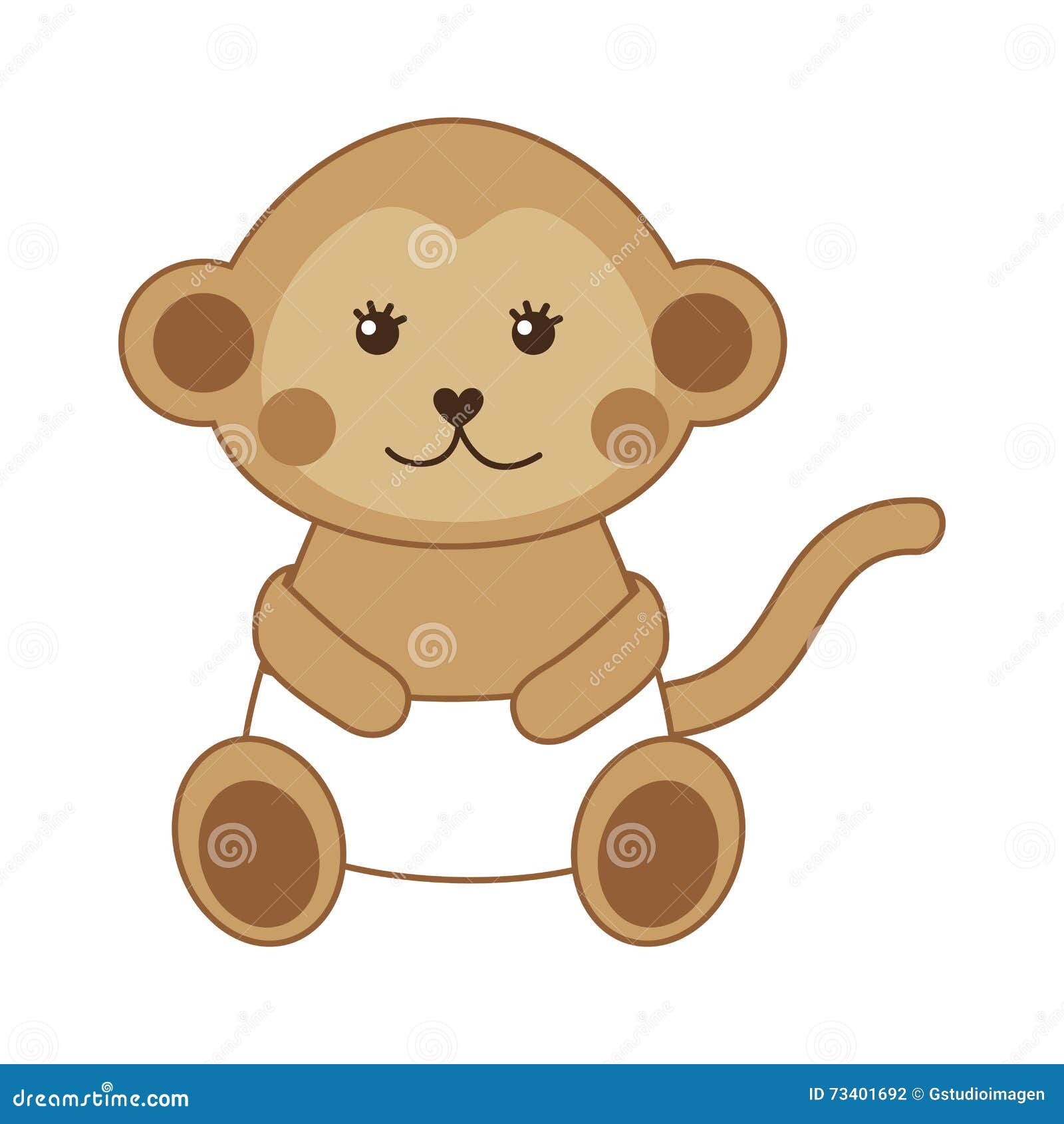 Cute Monkey Isolated Icon Design Stock Illustration - Illustration of ...