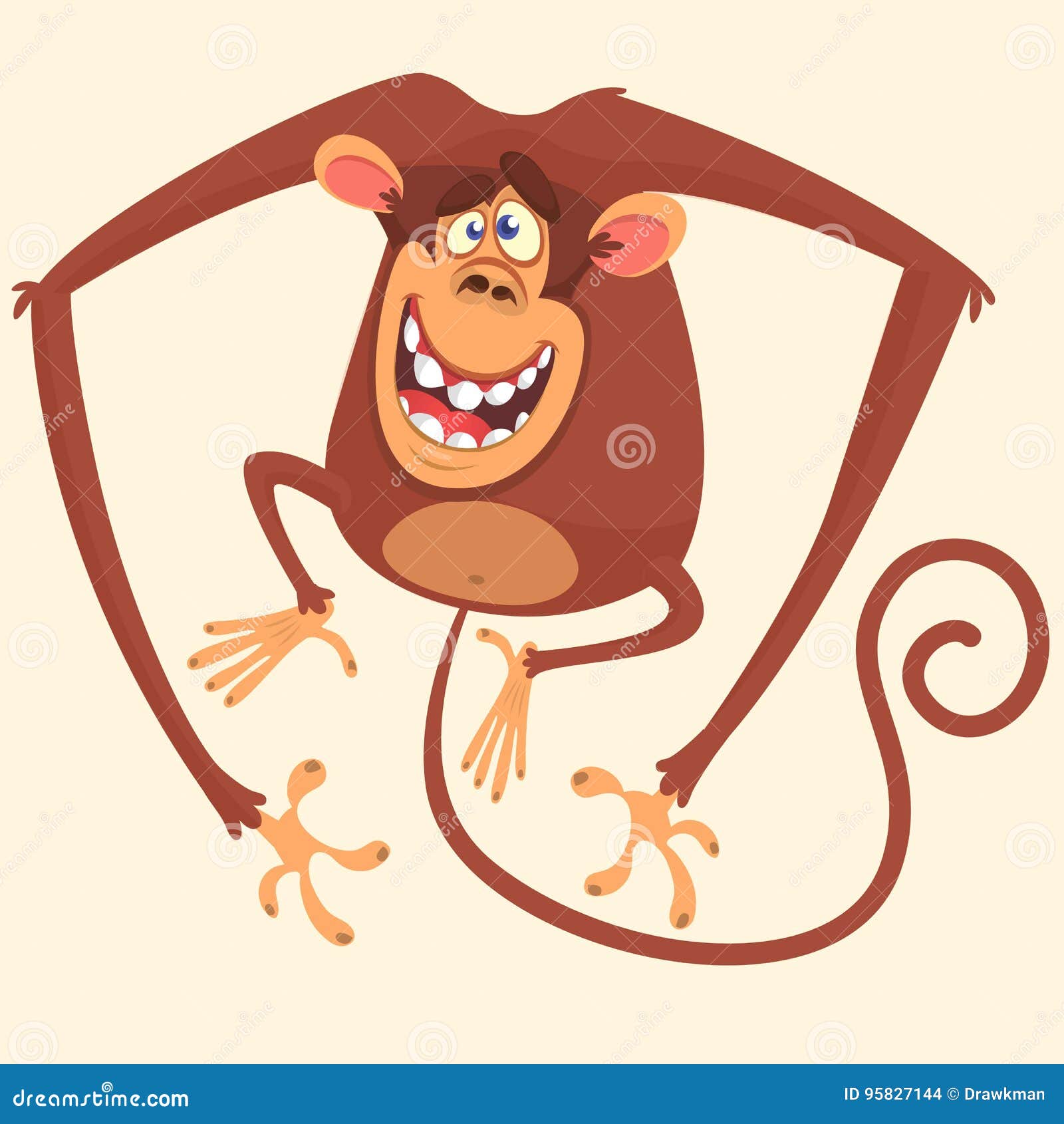 Cute Monkey Jumping Cartoon. Vector Drawing Icon of Cute Monkey ...