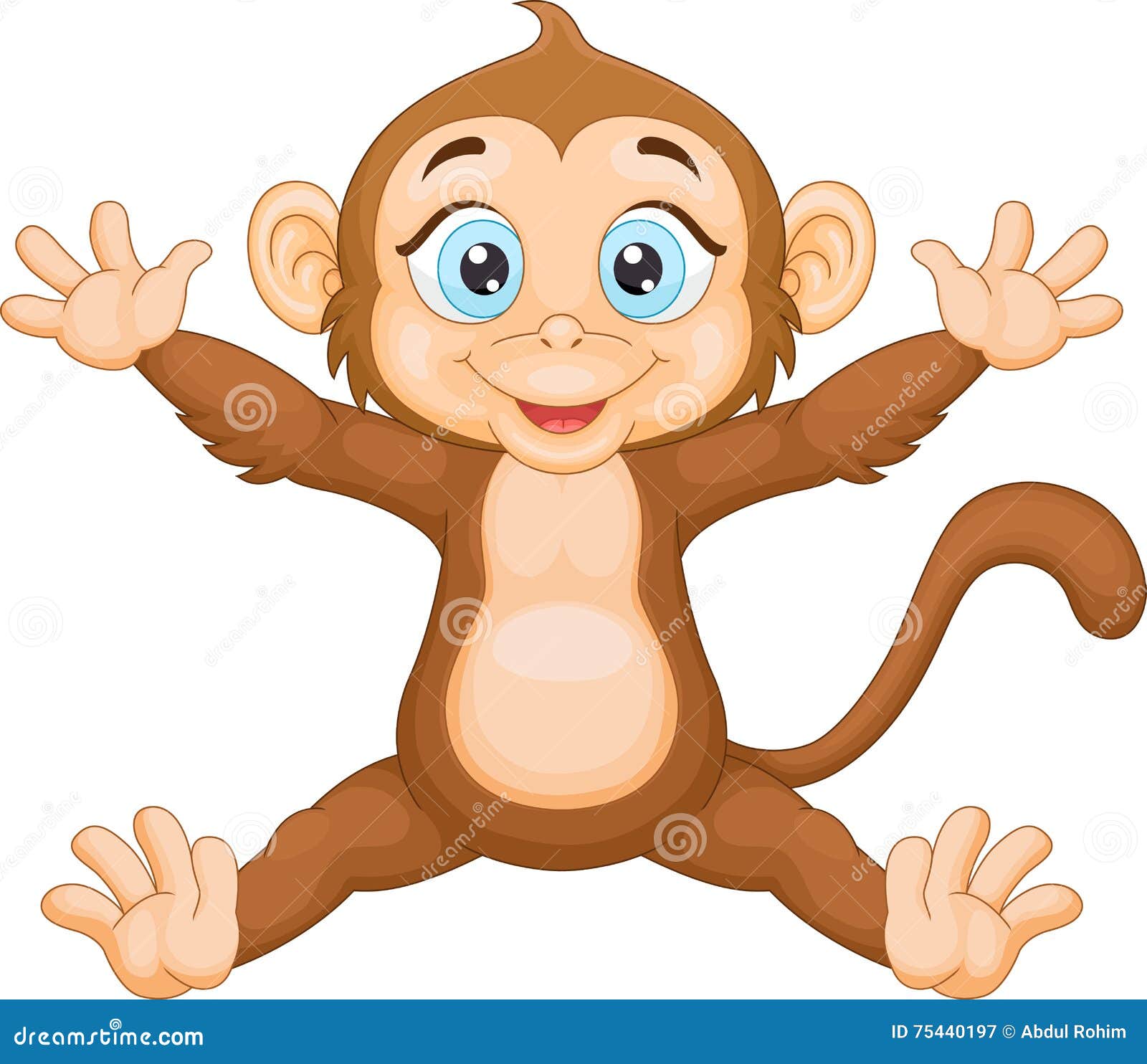 Cute monkey jumping stock vector. Illustration of standing - 75440197