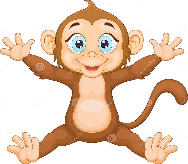 Cute monkey jumping stock vector. Illustration of standing - 75440197