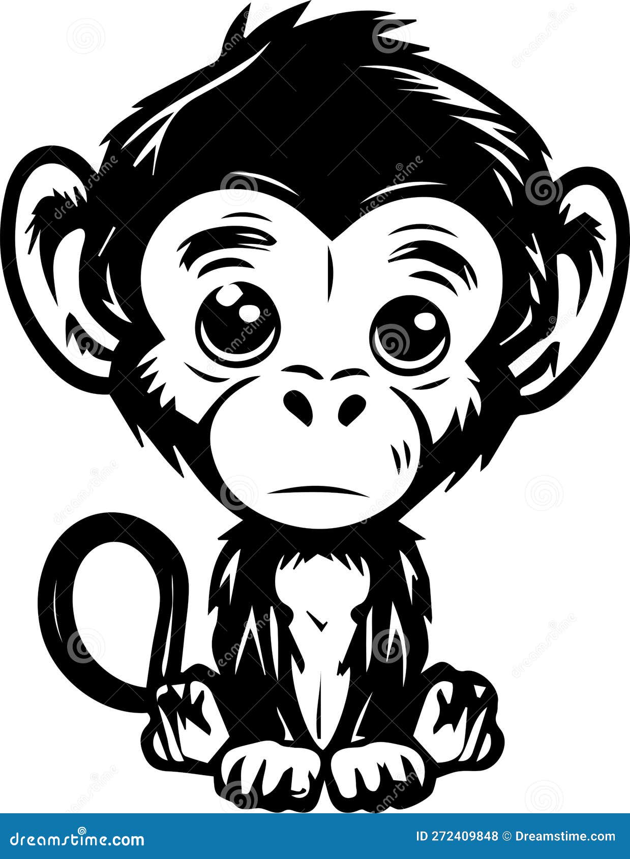 Cute Monkey Logo Monochrome Design Style Stock Vector - Illustration of ...