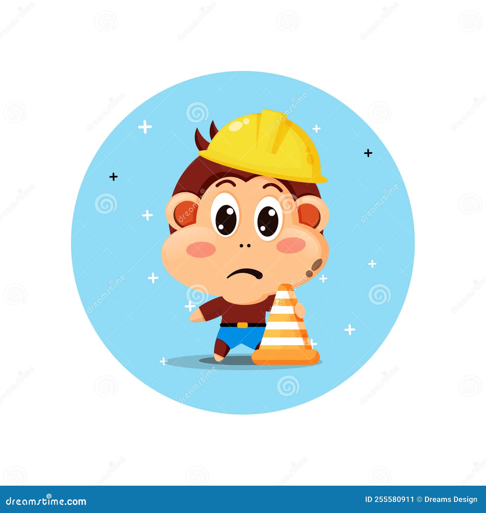 Cute Monkey Mascot Works in Construction Stock Vector - Illustration of ...