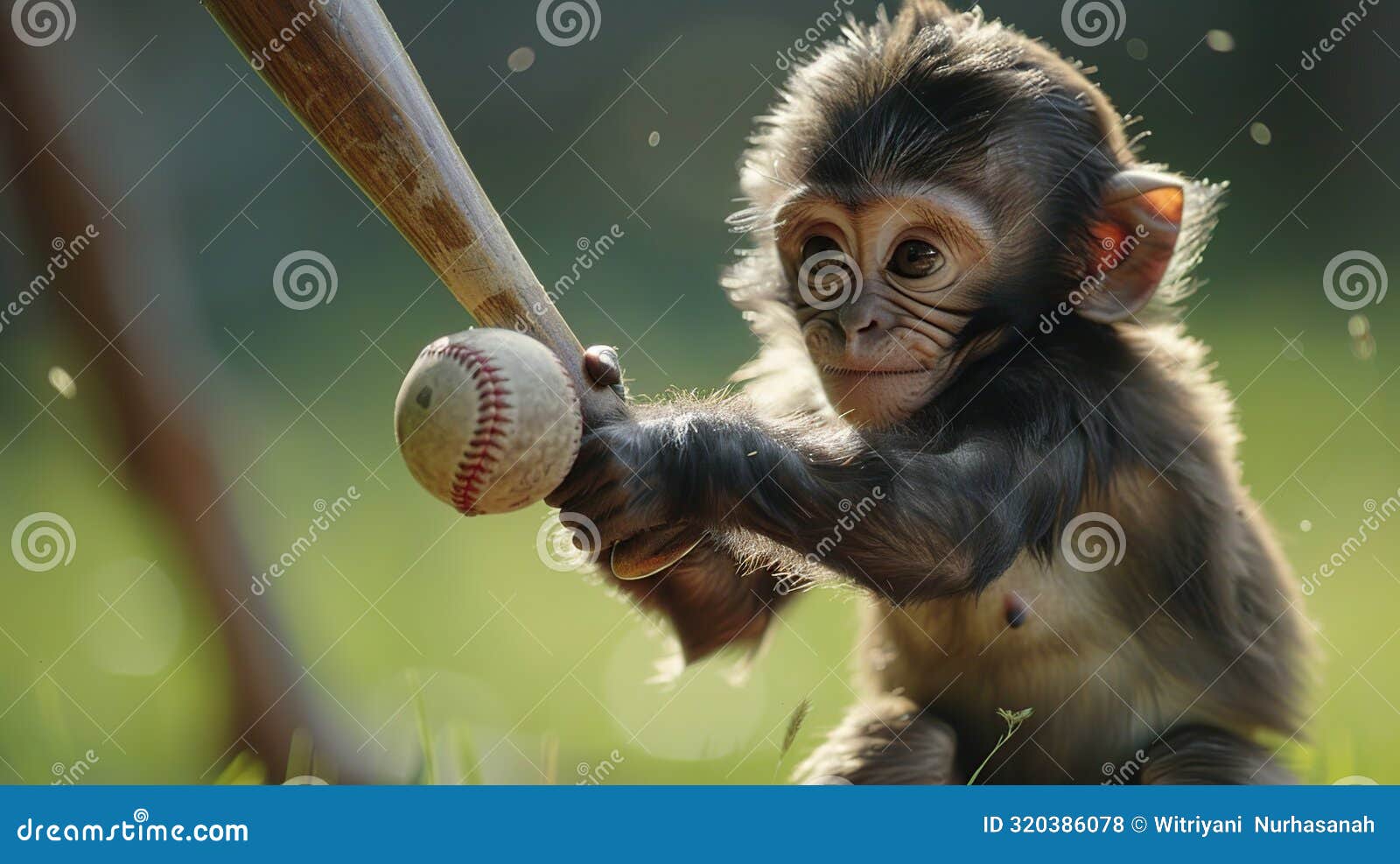 Cute Monkey Playing Baseball, Animal Sport. Generative Ai Stock ...