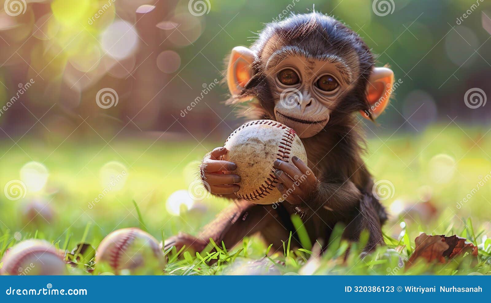 Cute Monkey Playing Baseball, Animal Sport. Generative Ai Stock ...