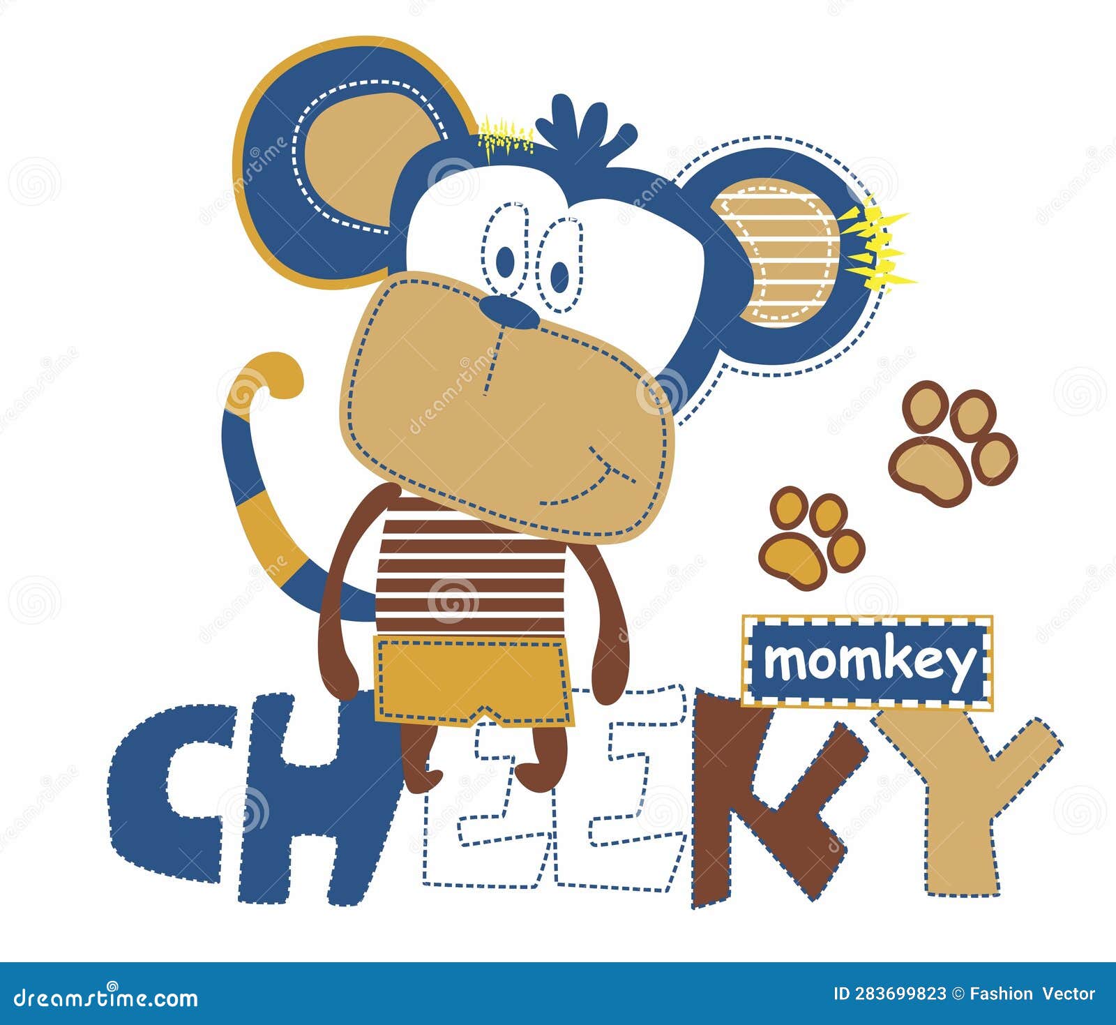 Cute Monkey Print Vector Art Stock Vector - Illustration of character ...