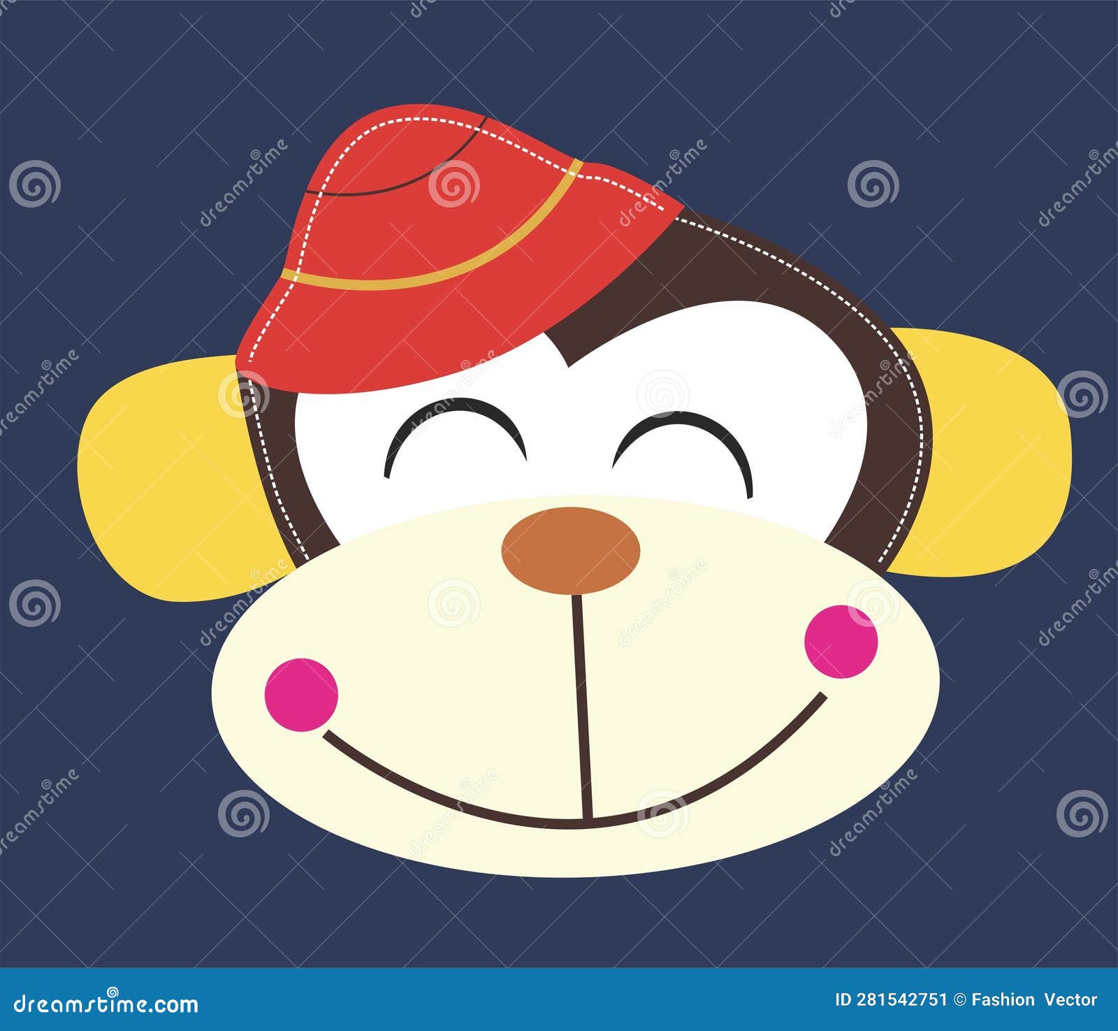 Cute monkey print vector stock vector. Illustration of tshirt - 281542751