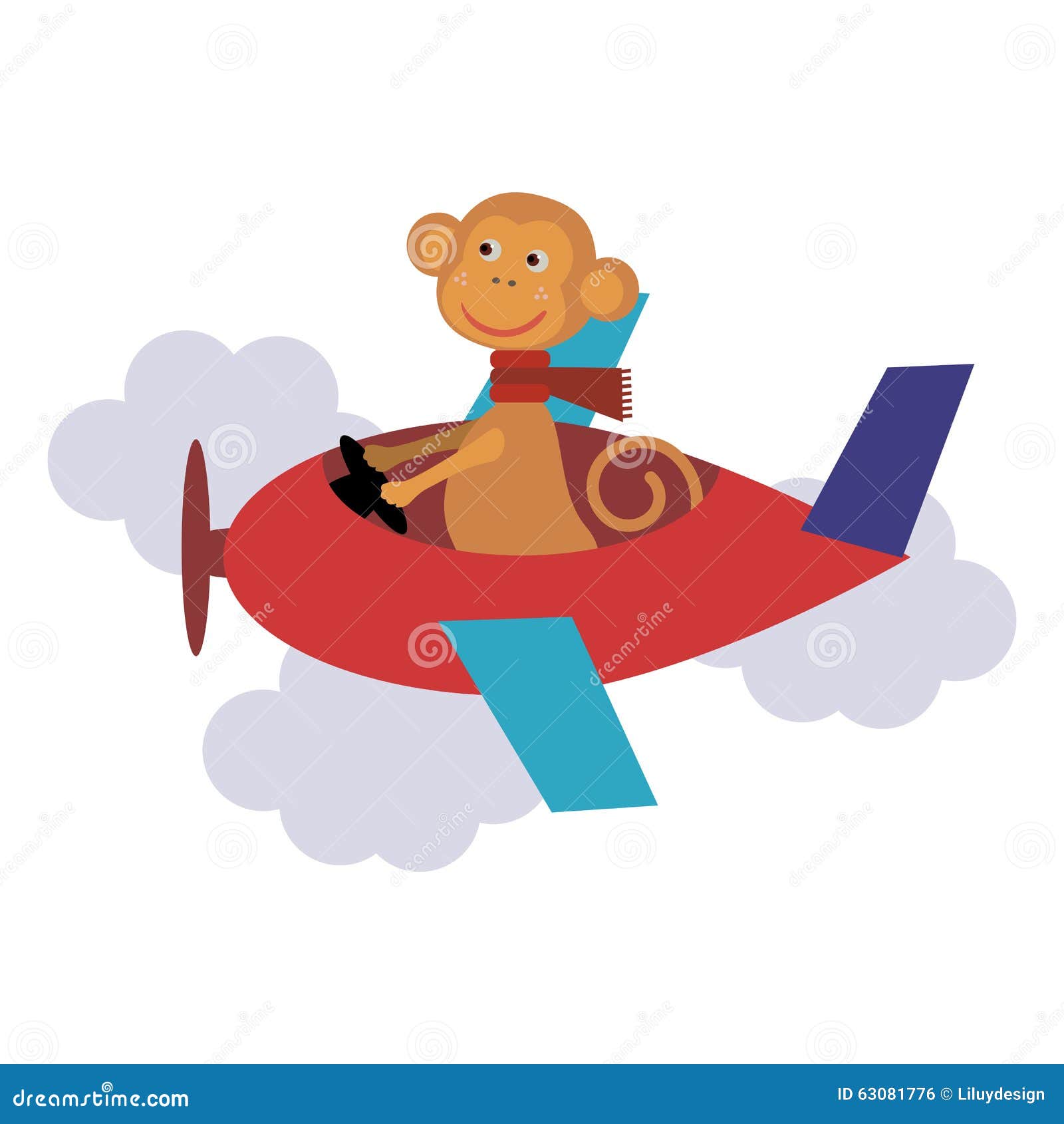 Cute Monkey with Scarf on Transport. Vector Stock Vector - Illustration ...