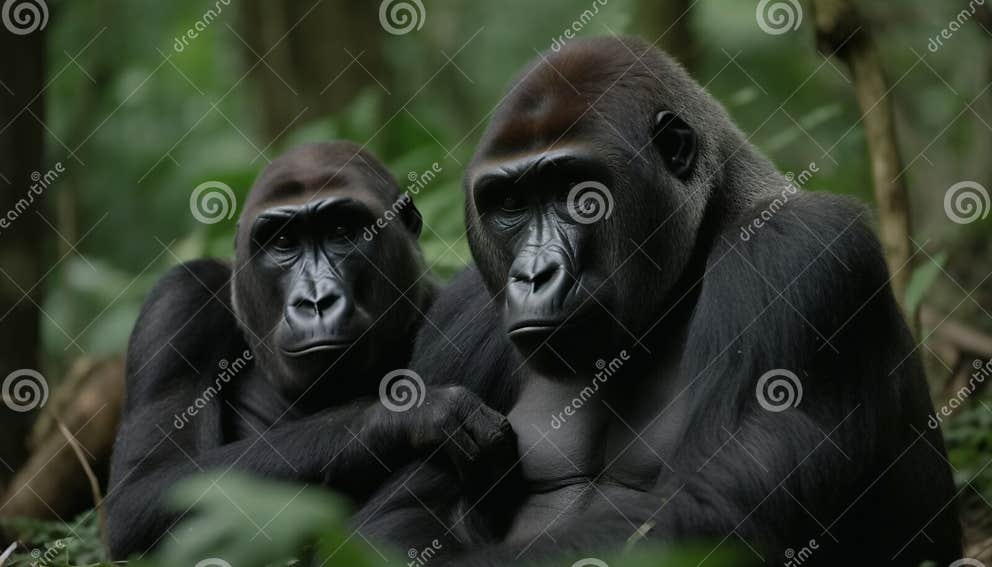 A Cute Monkey Sitting in the Forest, Looking at Camera Generated by AI ...