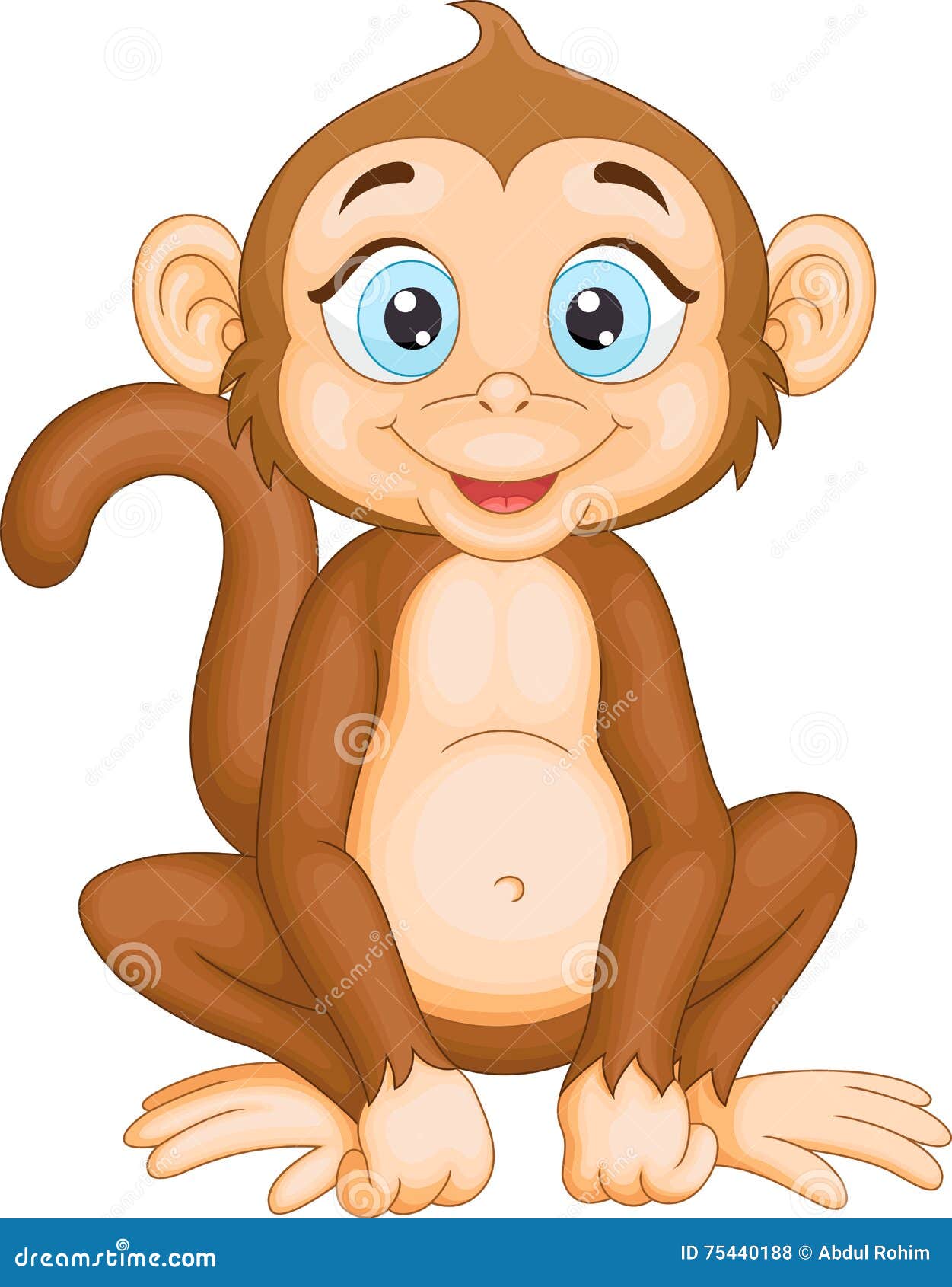 Cute monkey sitting stock vector. Illustration of monkey - 75440188