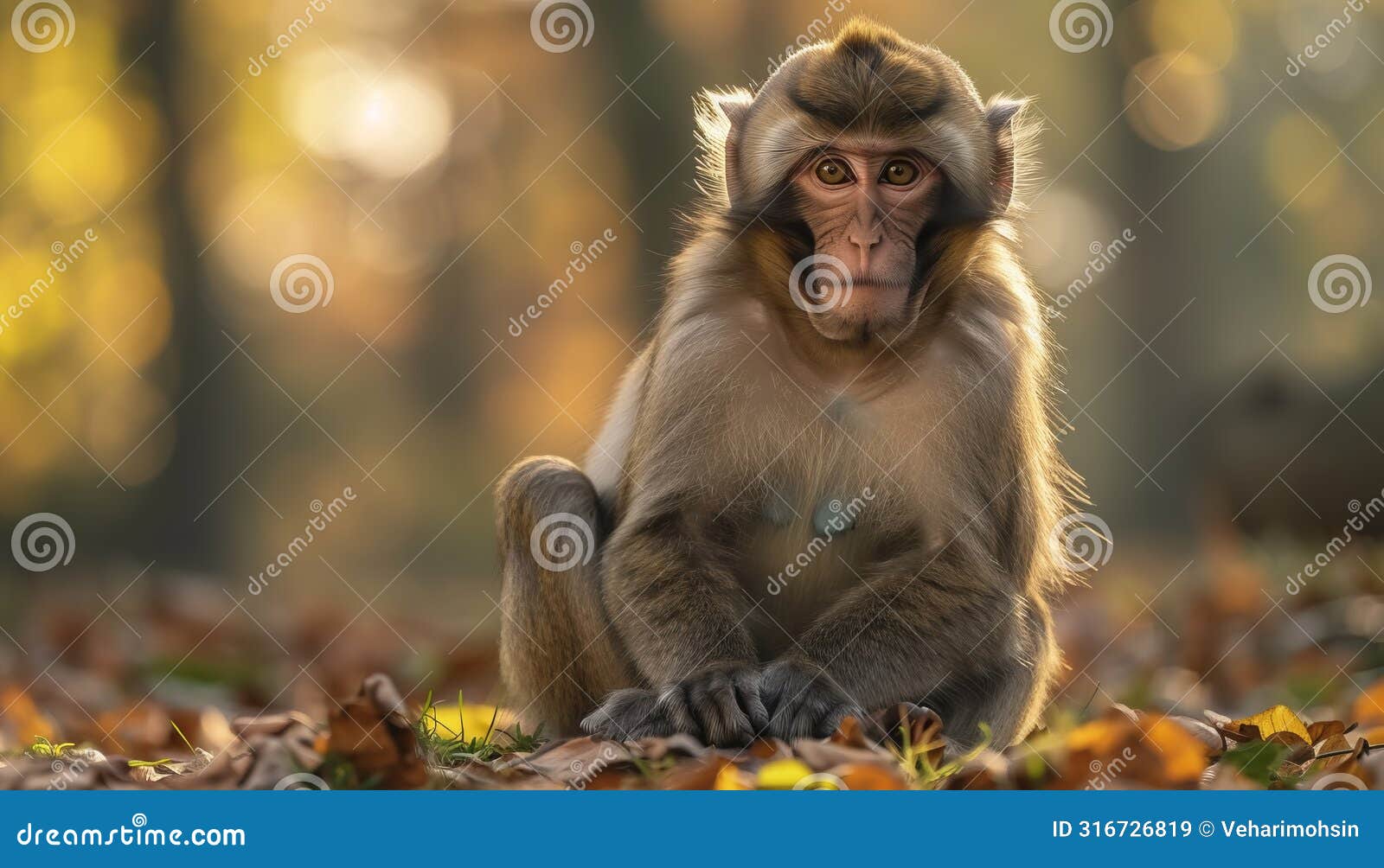 Cute Monkey Sitting, Staring, Looking at Camera in Nature Generated ...