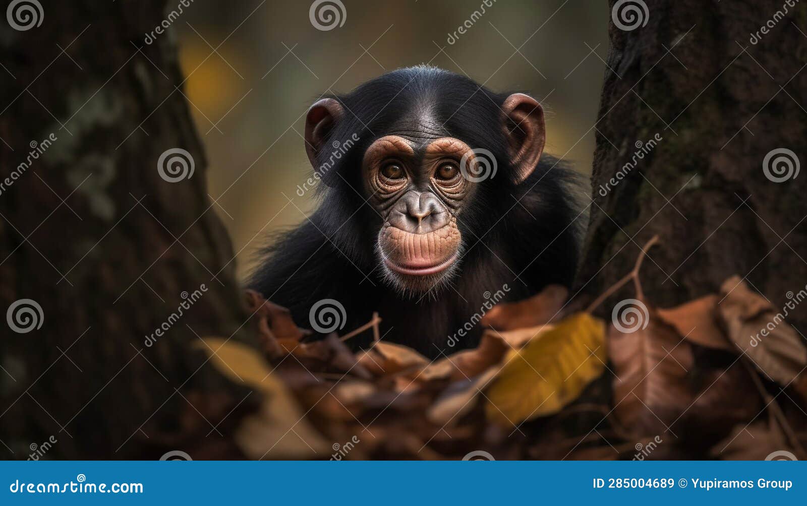 Cute Monkey Sitting on a Tree Branch in Tropical Rainforest Generated ...